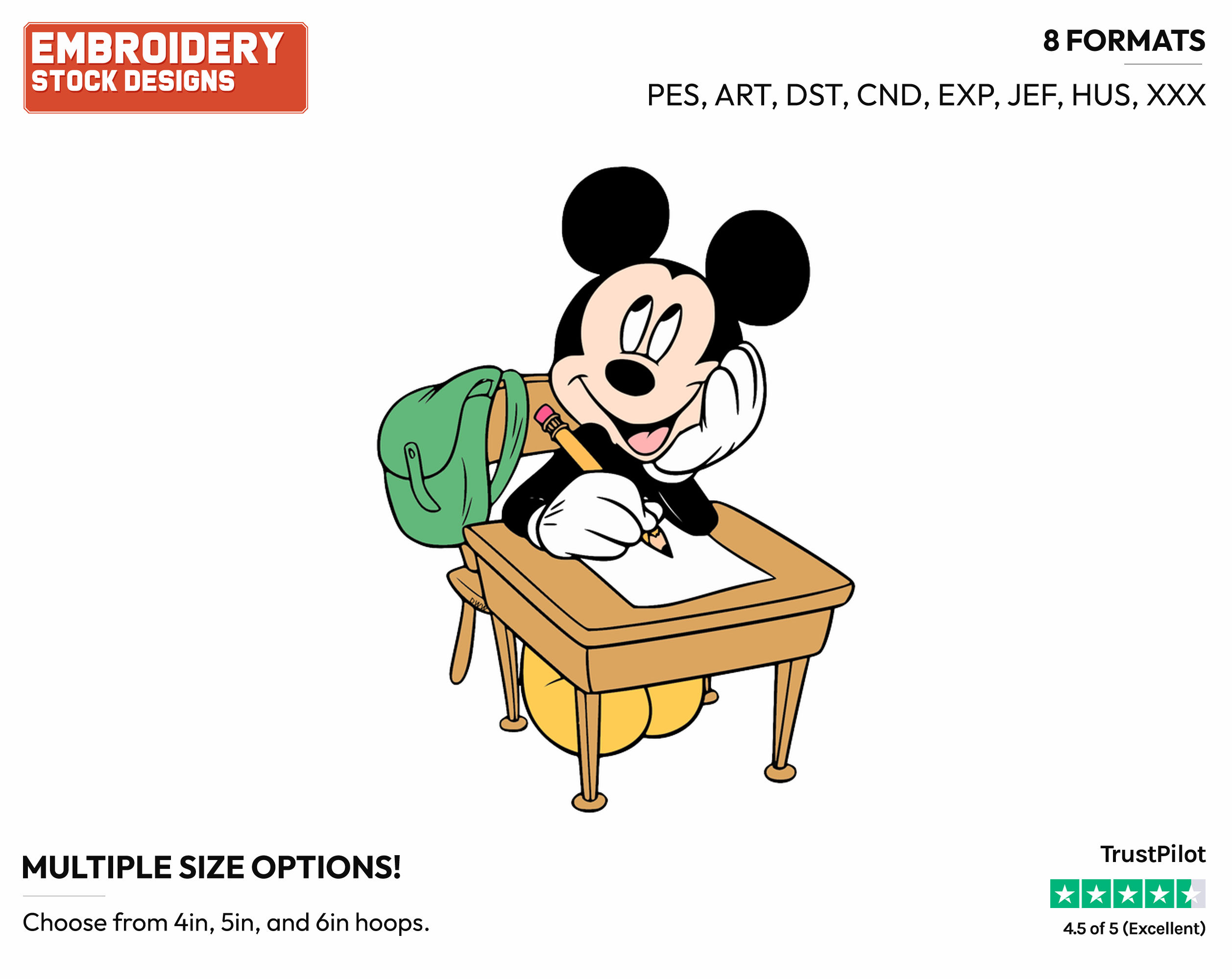 Mickey Mouse At His Desk In Class - Disney Characters - Back to School ...