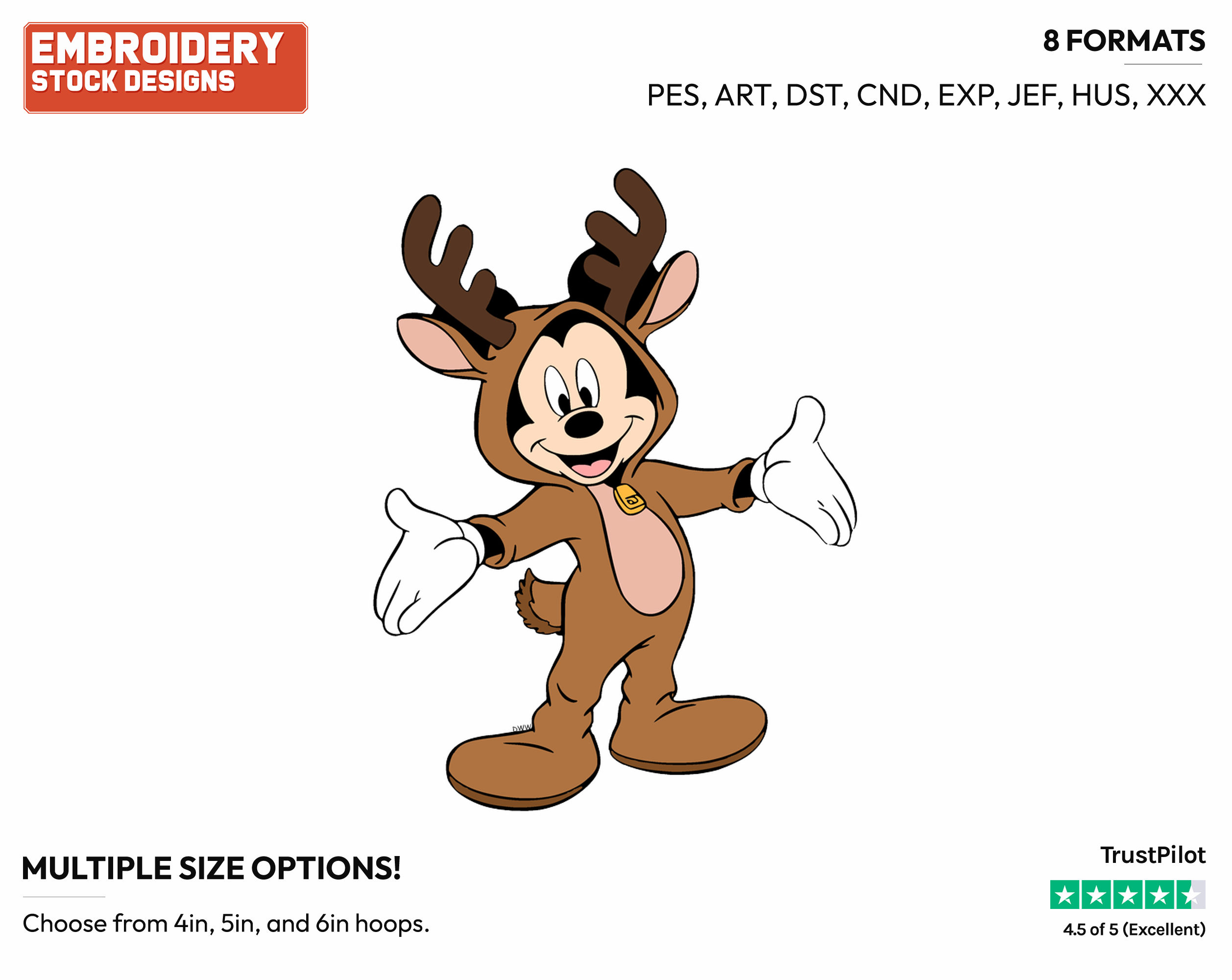 Mickey Mouse As A Reindeer - Disney Characters - Christmas - Holiday ...