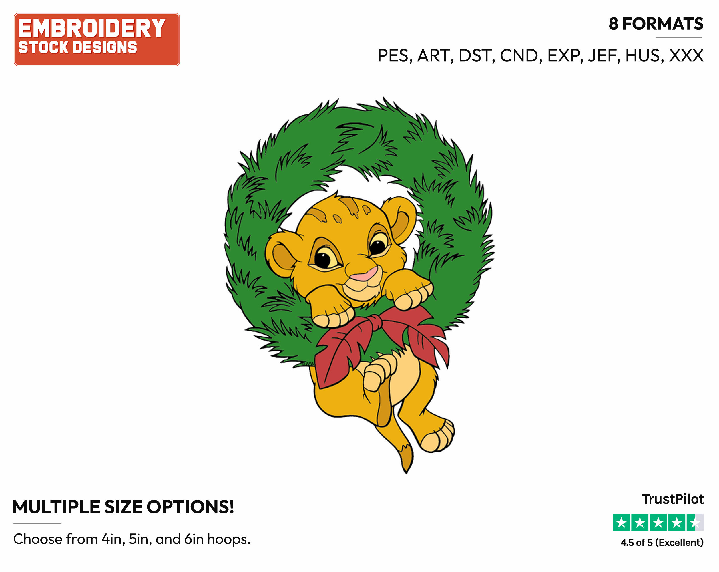 Baby Simba In Wreath - Disney Characters - Christmas - Holiday Inspired ...