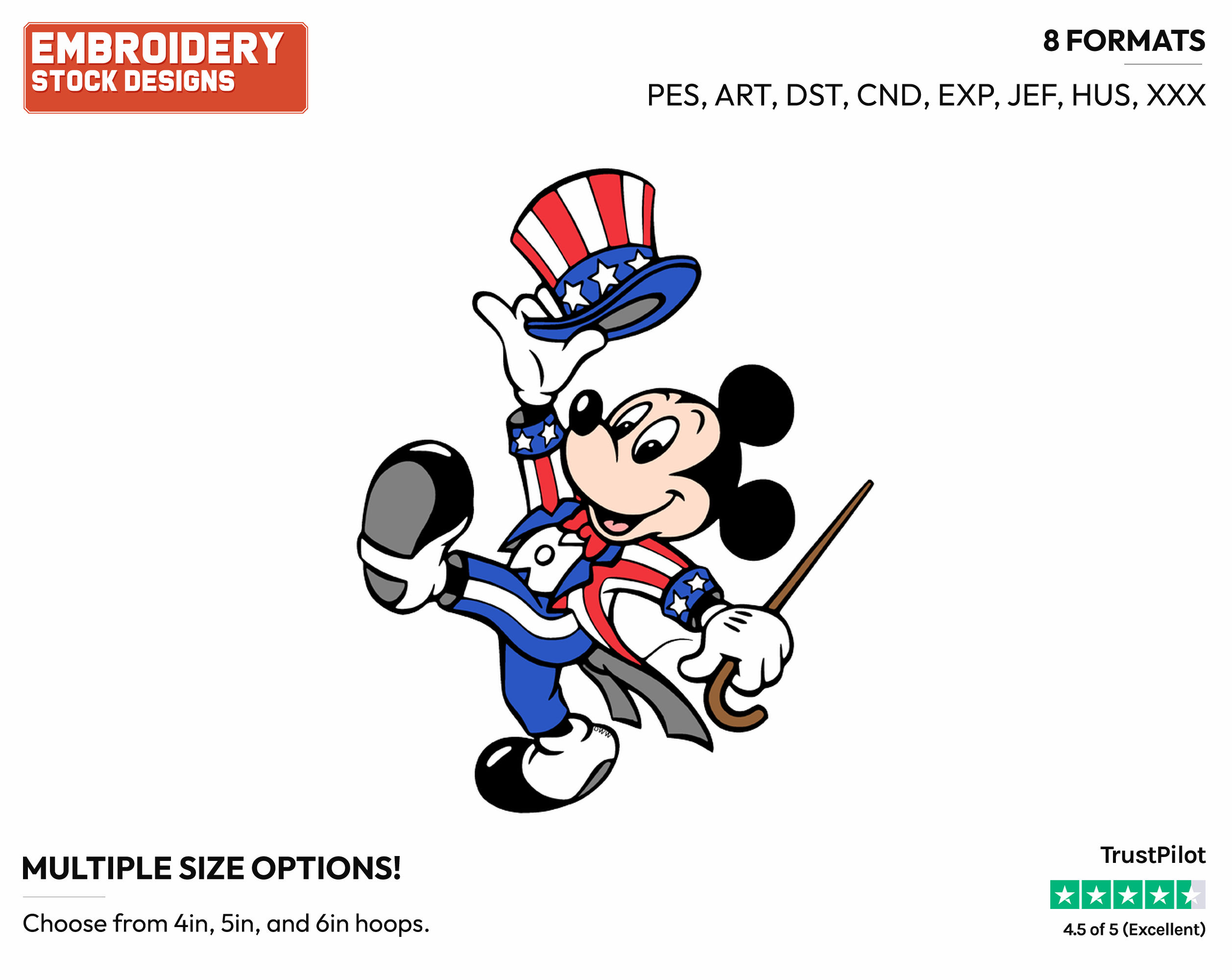 Mickey Mouse Dressed As Uncle Sam - Disney Characters - 4th of July St ...
