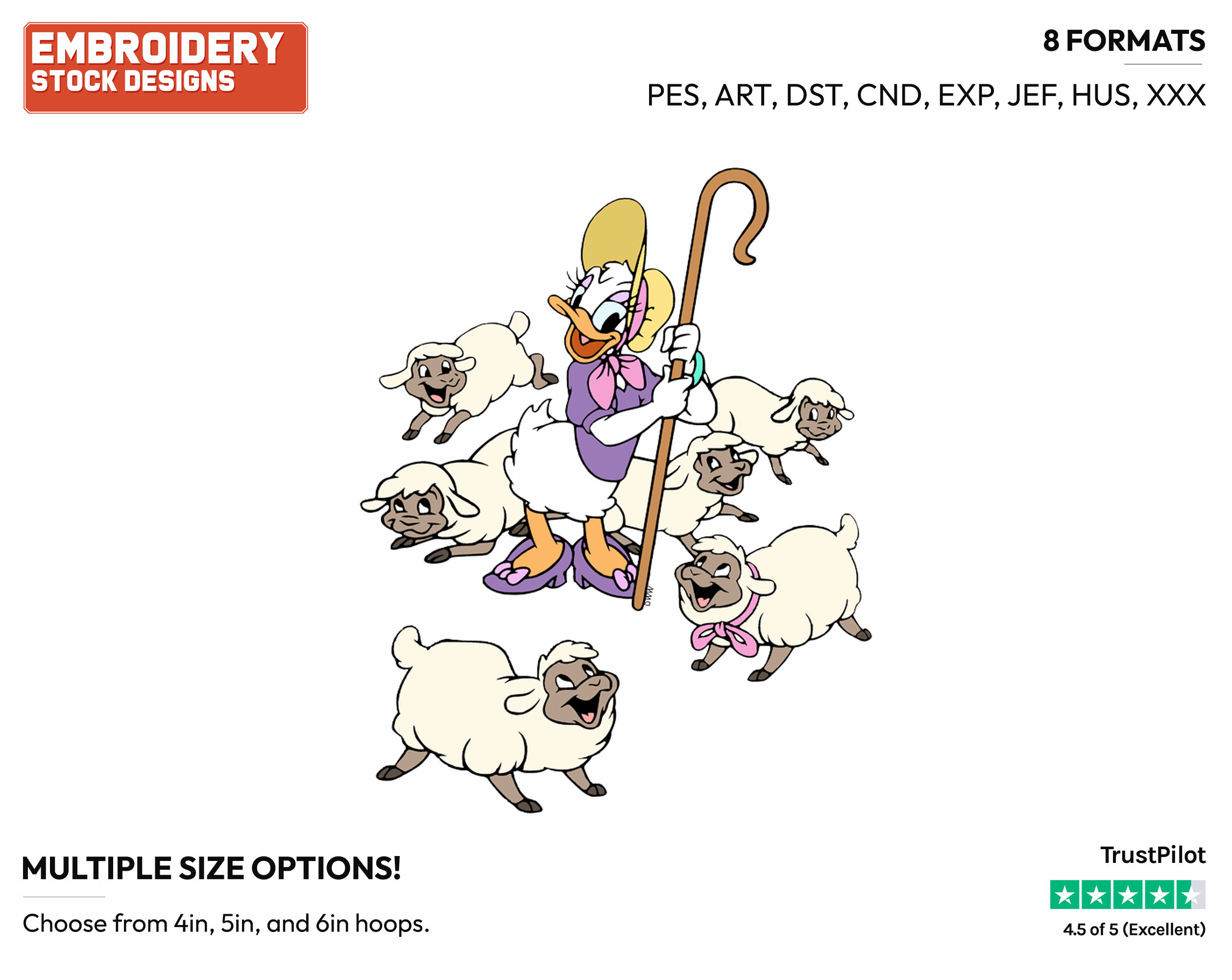Shepherdess Daisy Duck Tending To Her Sheep - Disney's Daisy Duck ...
