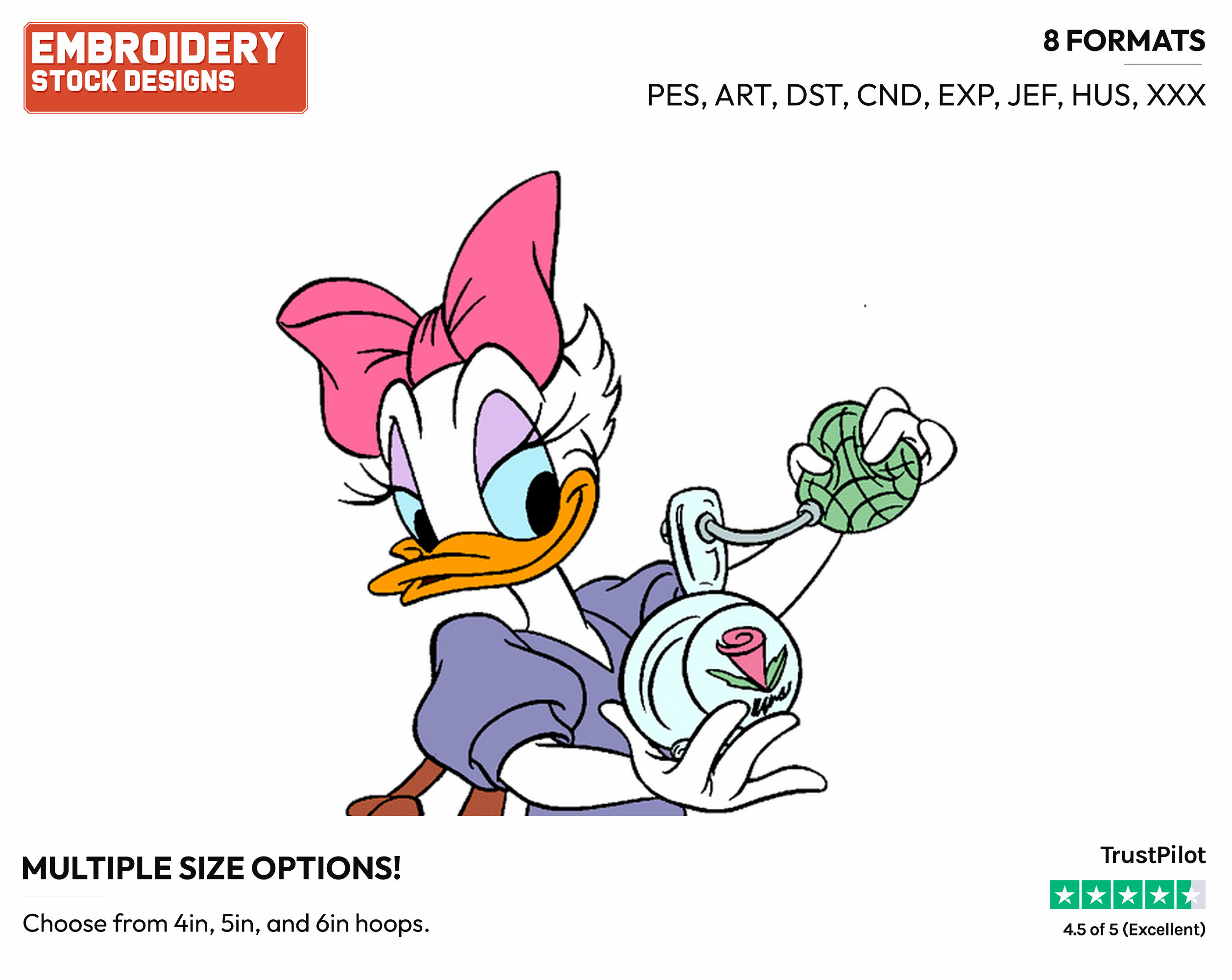 Spritzing Perfume - Disney's Daisy Duck - Embroidery Design in 3 sizes ...