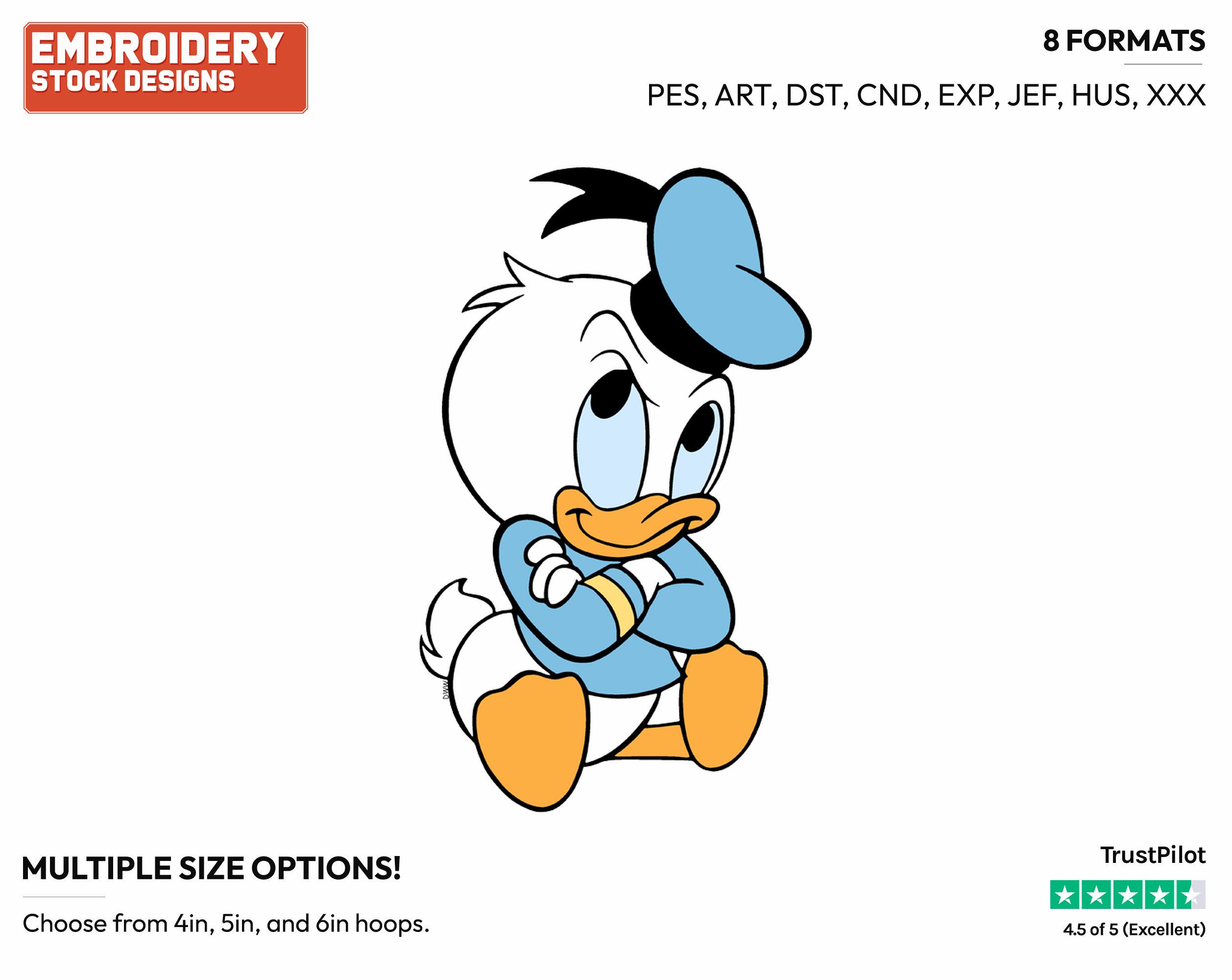 Baby Donald Sitting With His Arms Crossed - Disney Babies - Embroidery ...
