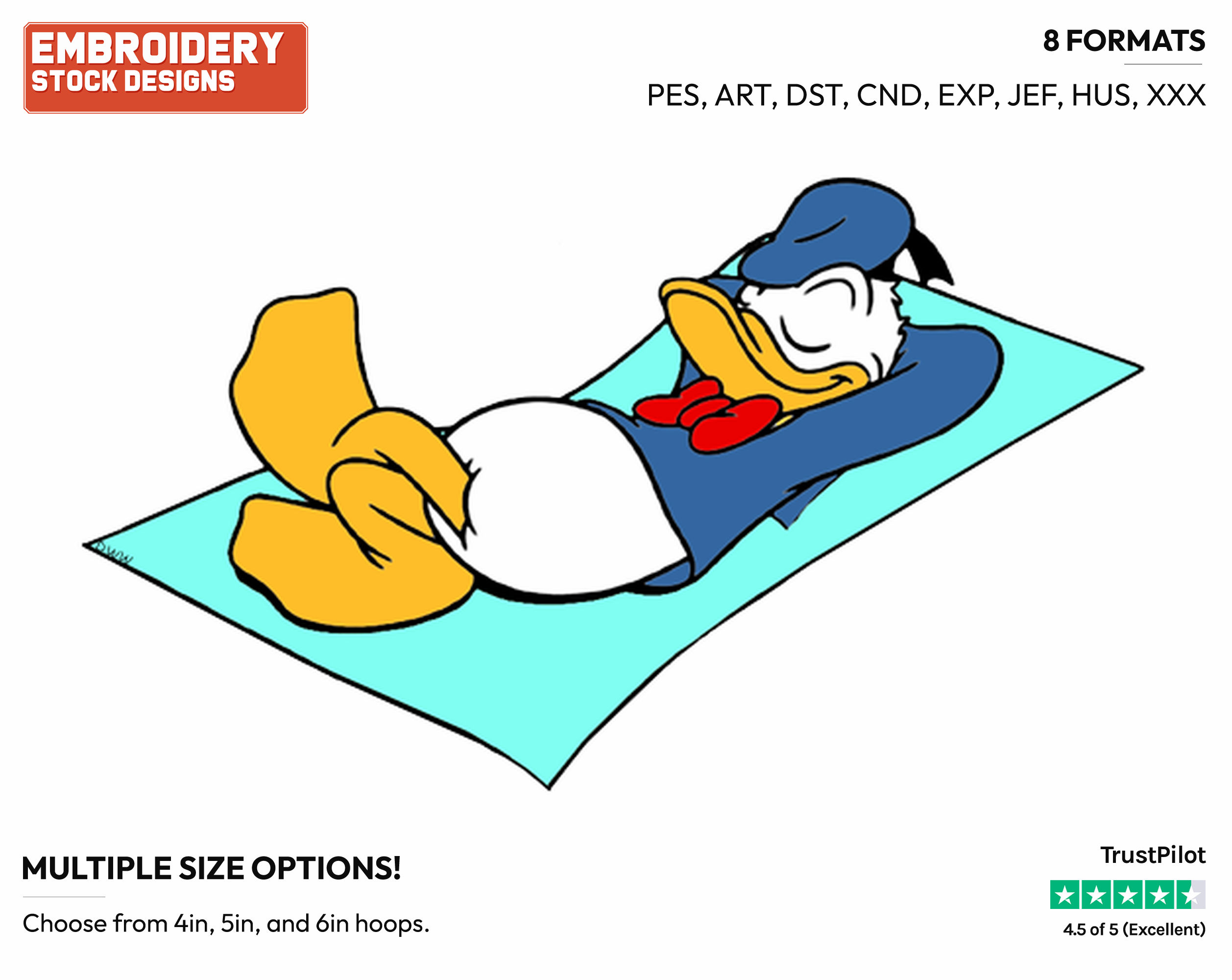 Donald Duck On The Beach - Disney's Donald Duck - Embroidery Design in ...
