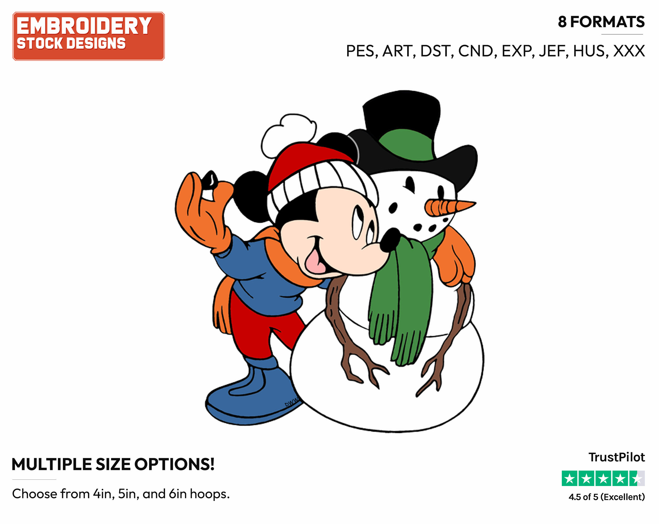 Mickey Mouse Snowman - Disney's Mickey Mouse - Embroidery Design in 3 ...