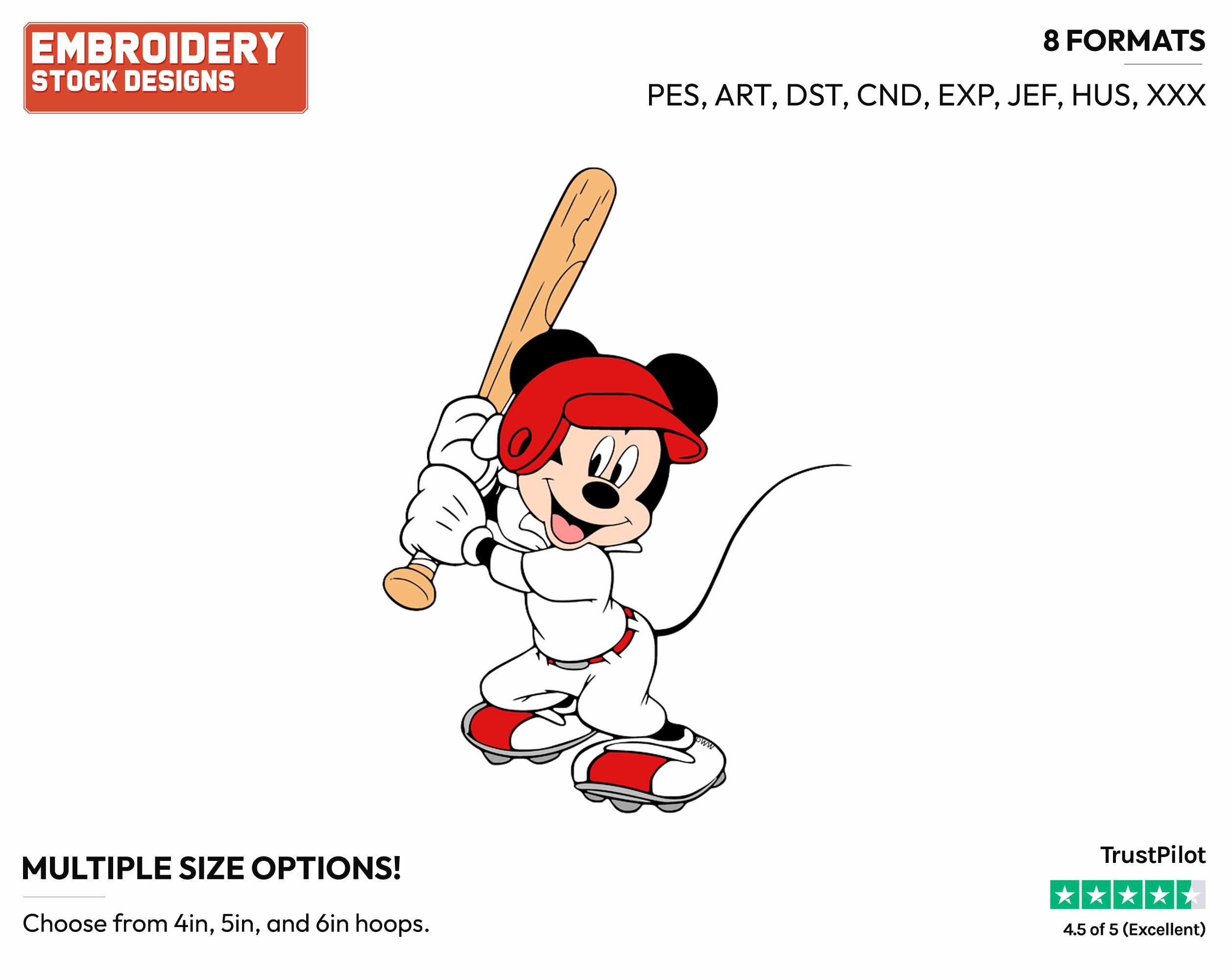 Mickey Mouse Holding Baseball Bat - Disney's Mickey Mouse - Embroidery ...