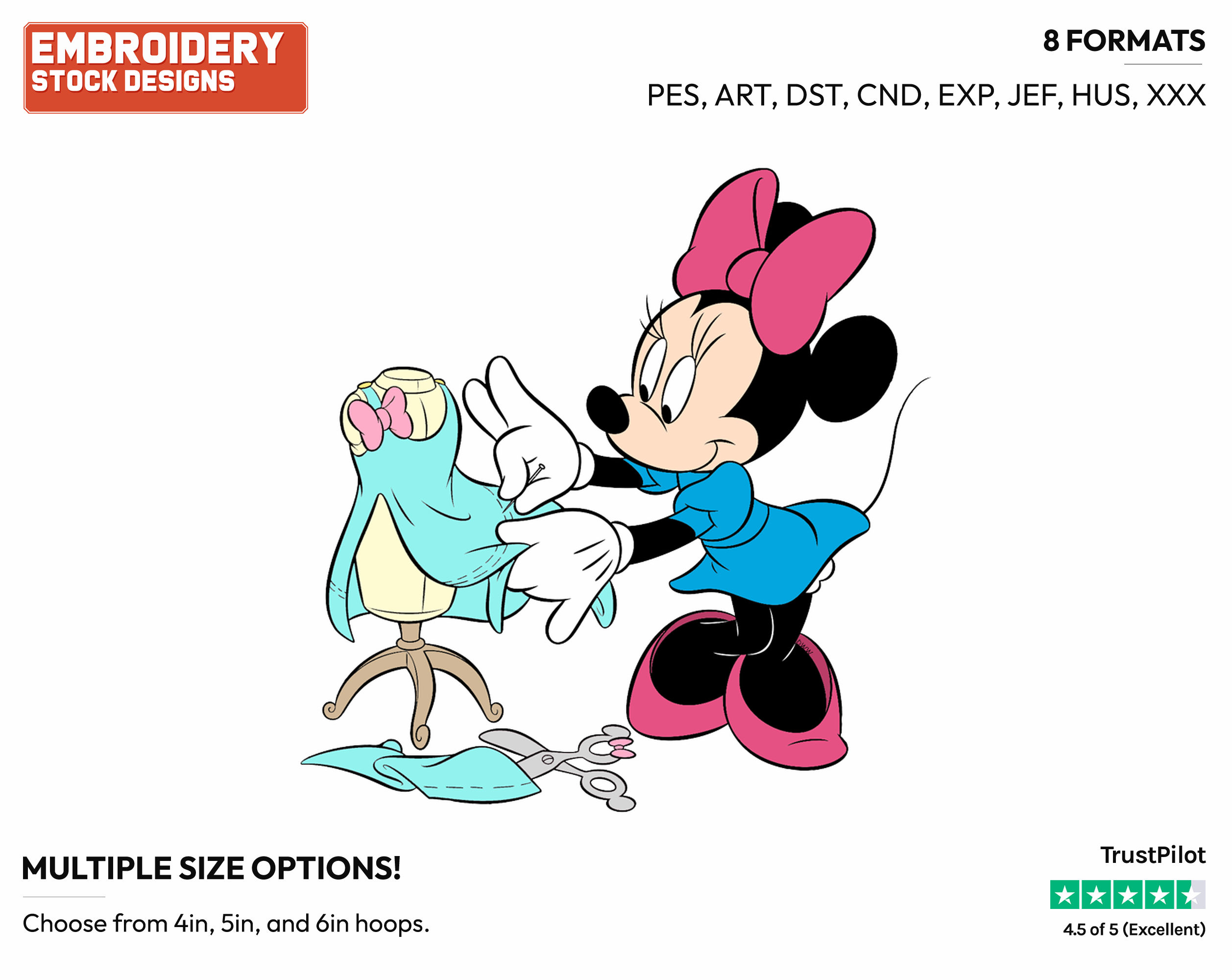 Making A Dress - Disney's Minnie Mouse - Embroidery Design in 3 sizes ...