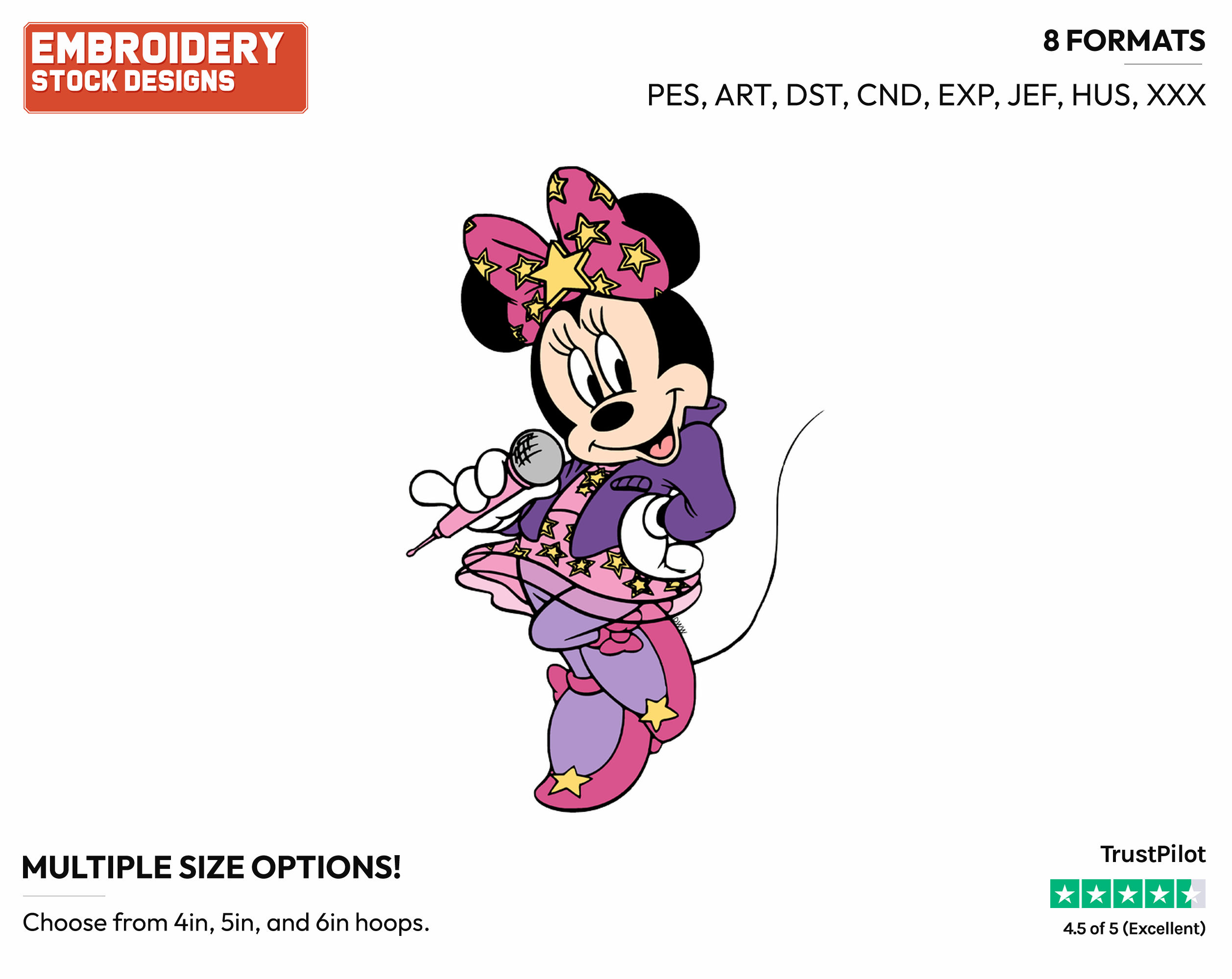 Rock Star Minnie Mouse Singing - Disney's Minnie Mouse - Embroidery ...