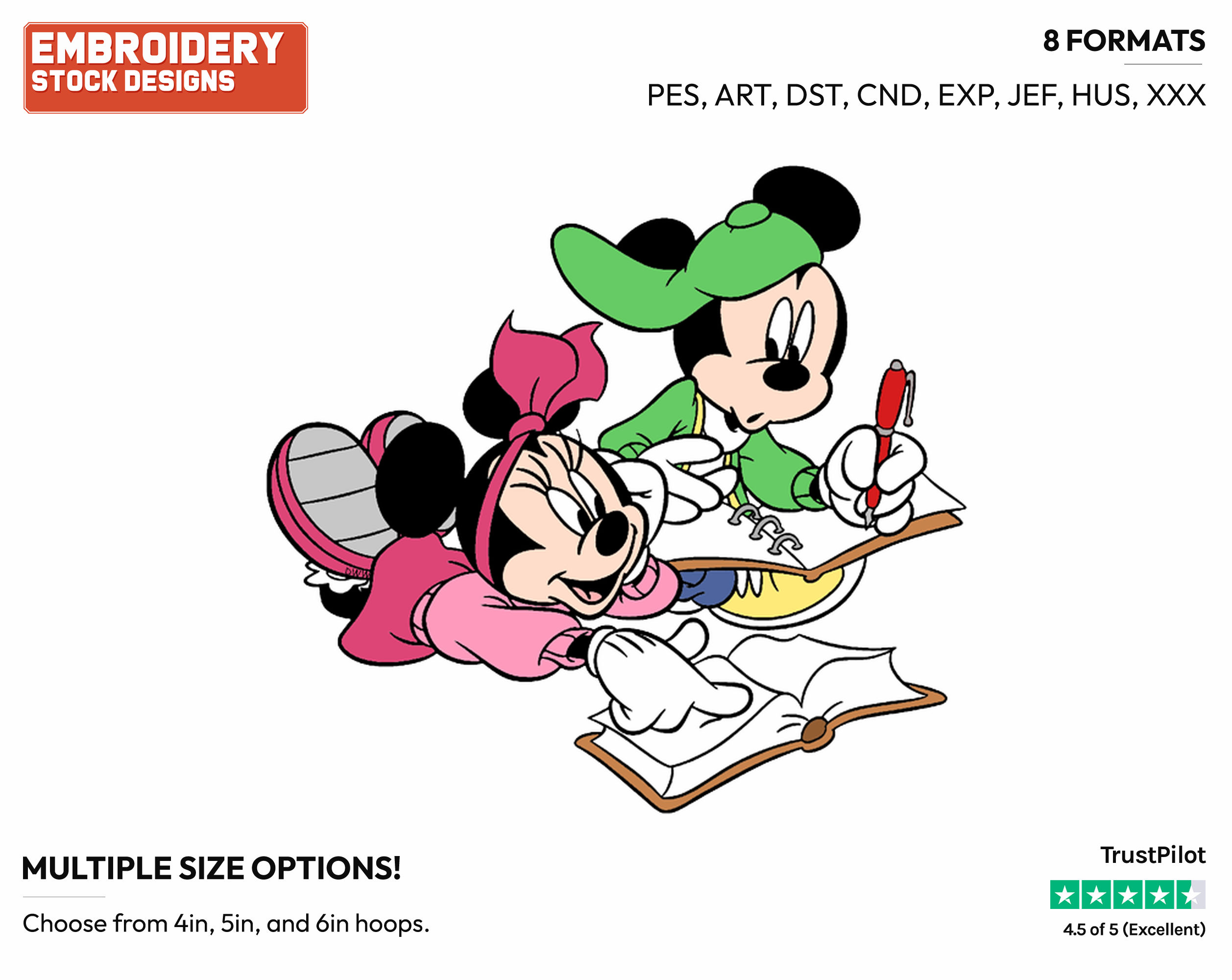 Doing Homework - Disney's Mickey & Minnie Mouse - Embroidery Design in ...