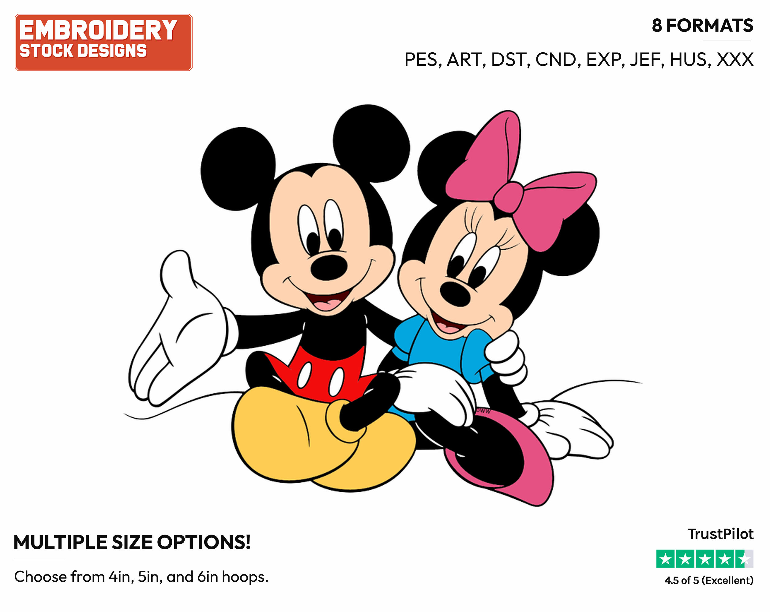 Mickey, Minnie Posing - Disney's Mickey & Minnie Mouse - Embroidery ...