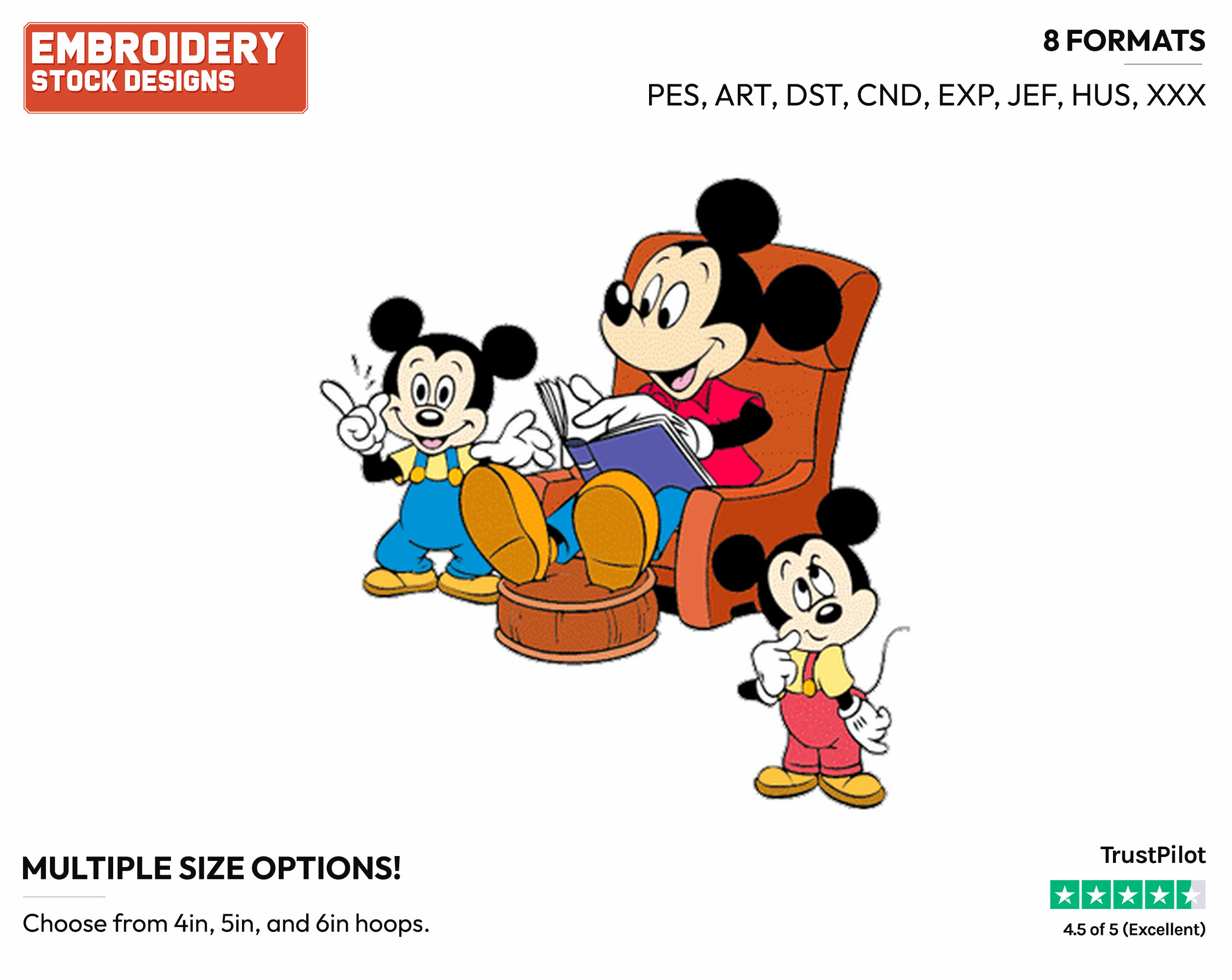 Mickey, Nephews - Disney's Mickey Mouse & Friends - Embroidery Design ...