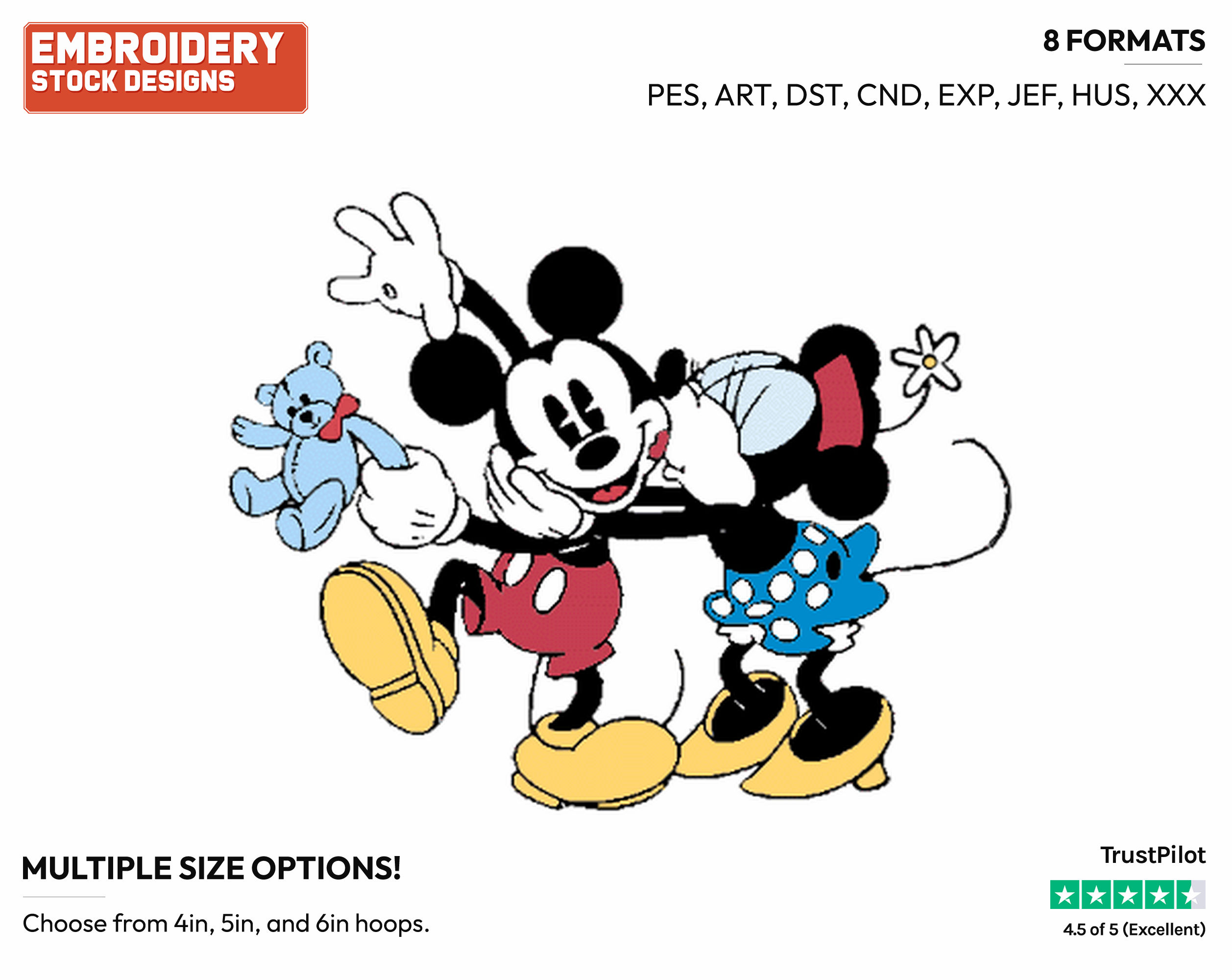 Minnie Kissing Mickey - Disney's Classic Friends & Couples - Embroidery ...