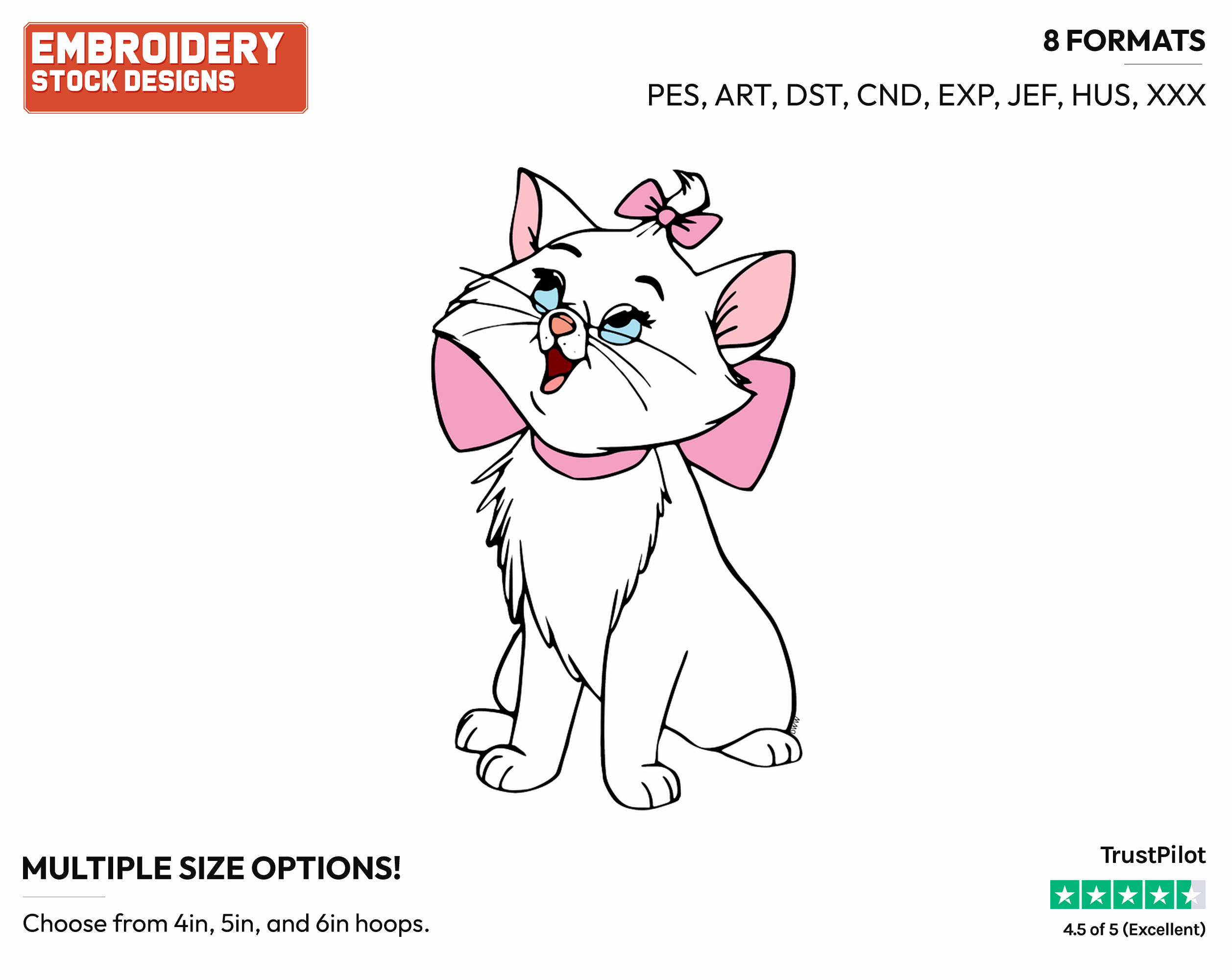Marie - Disney's The Aristocats - Embroidery Design in 3 sizes & 8 ...