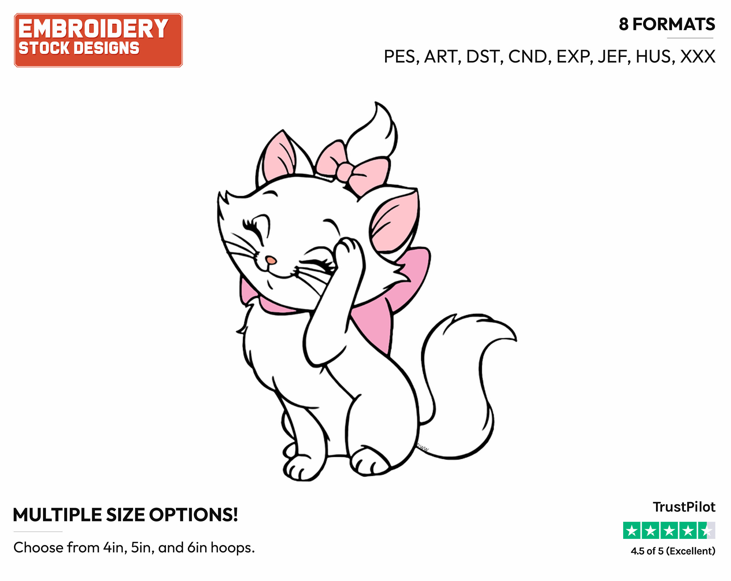 Marie - Disney's The Aristocats - Embroidery Design in 3 sizes & 8 ...
