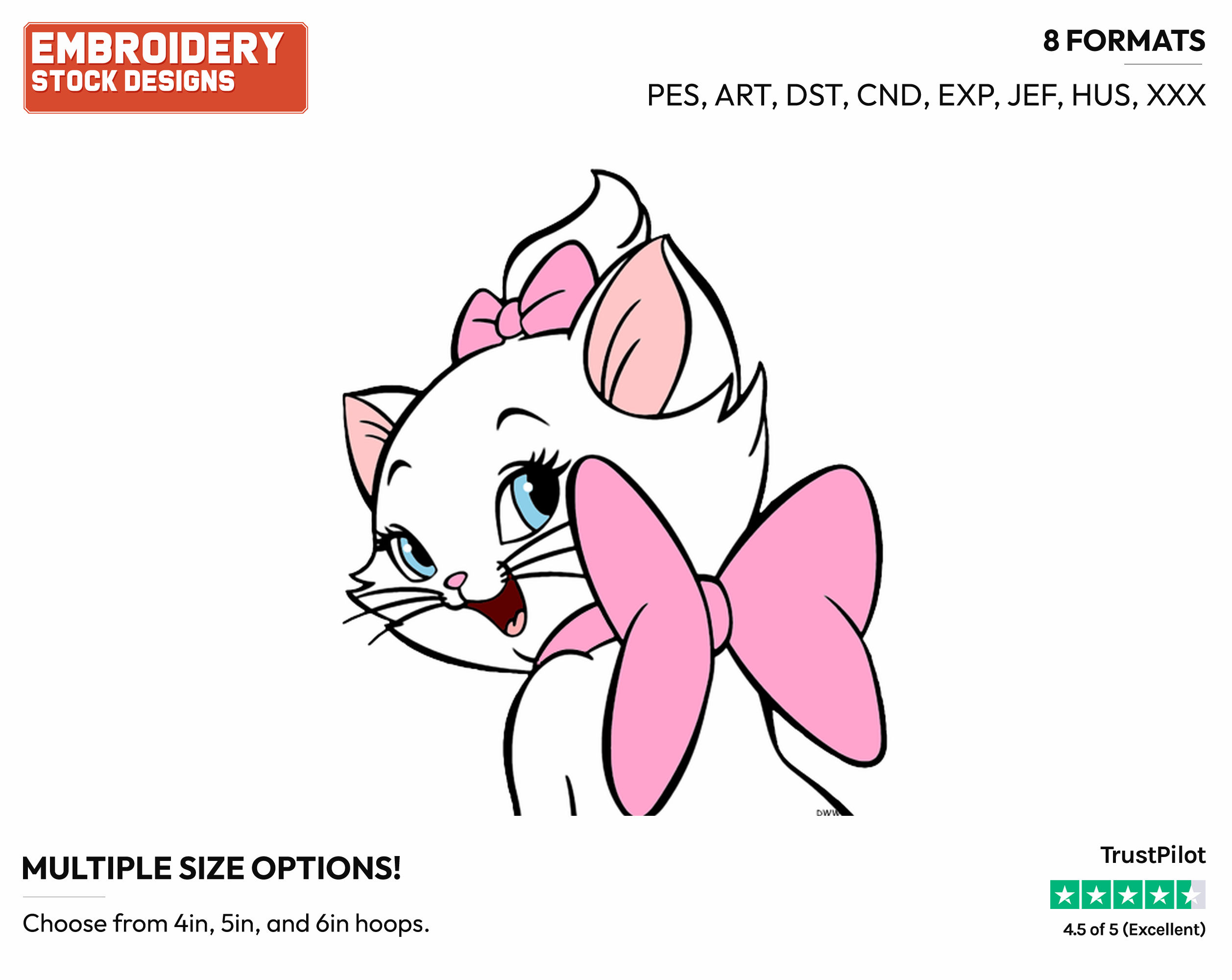 Marie Back View - Disney's The Aristocats - Embroidery Design in 3 ...
