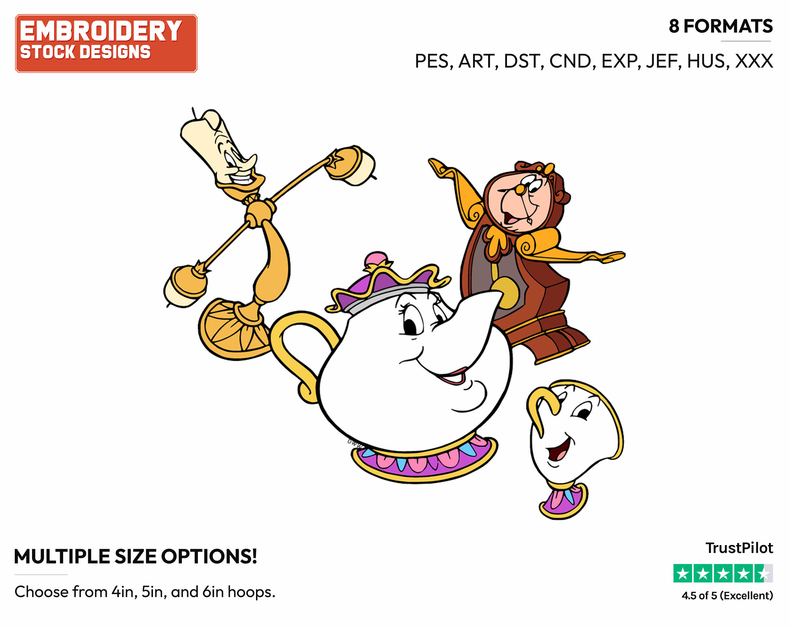 Lumiere, Cogsworth, Mrs. Potts, Chip - Disney's Beauty & The Beast ...