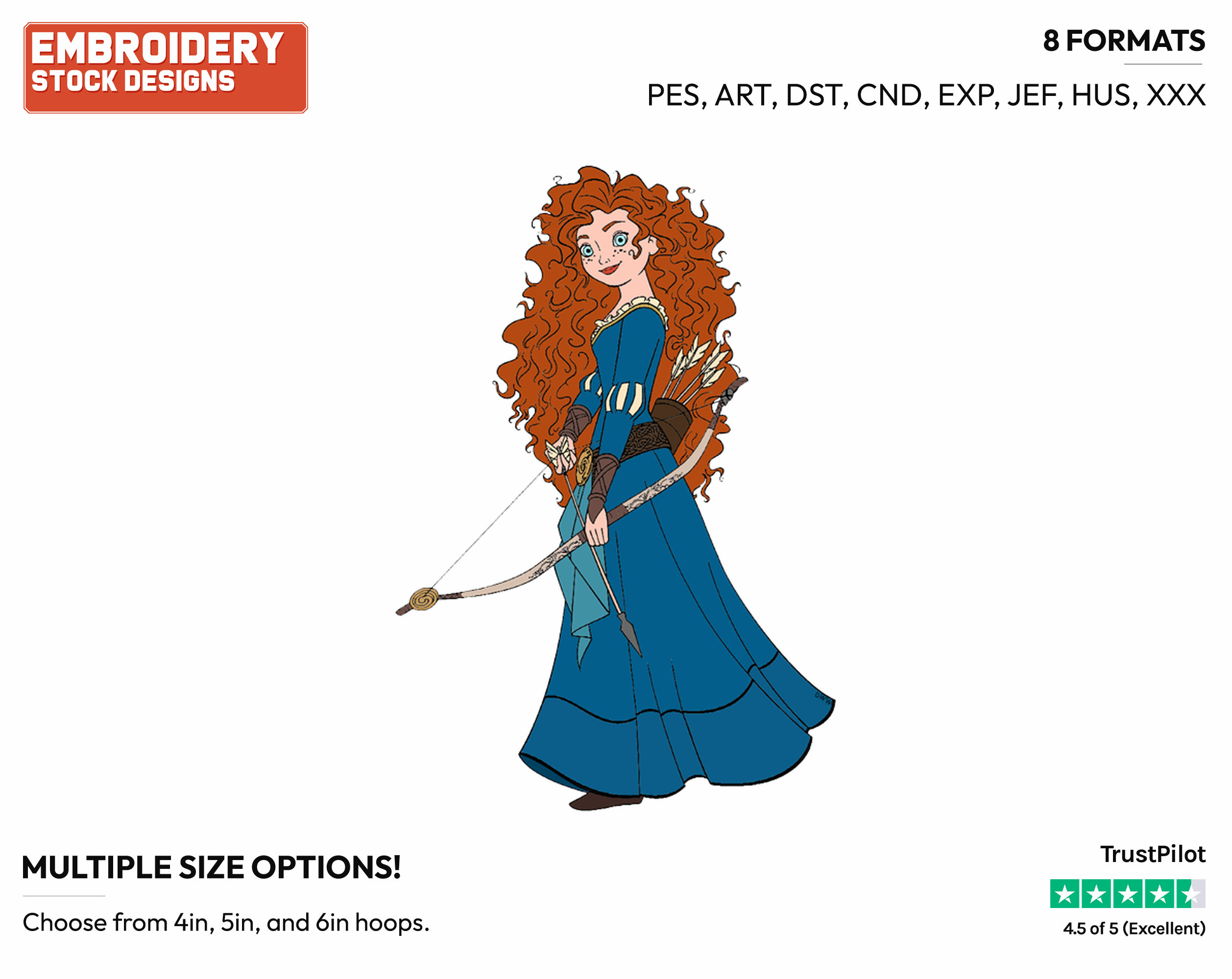 Merida, Bow - Disney's Brave - Embroidery Design in 3 sizes & 8 formats ...