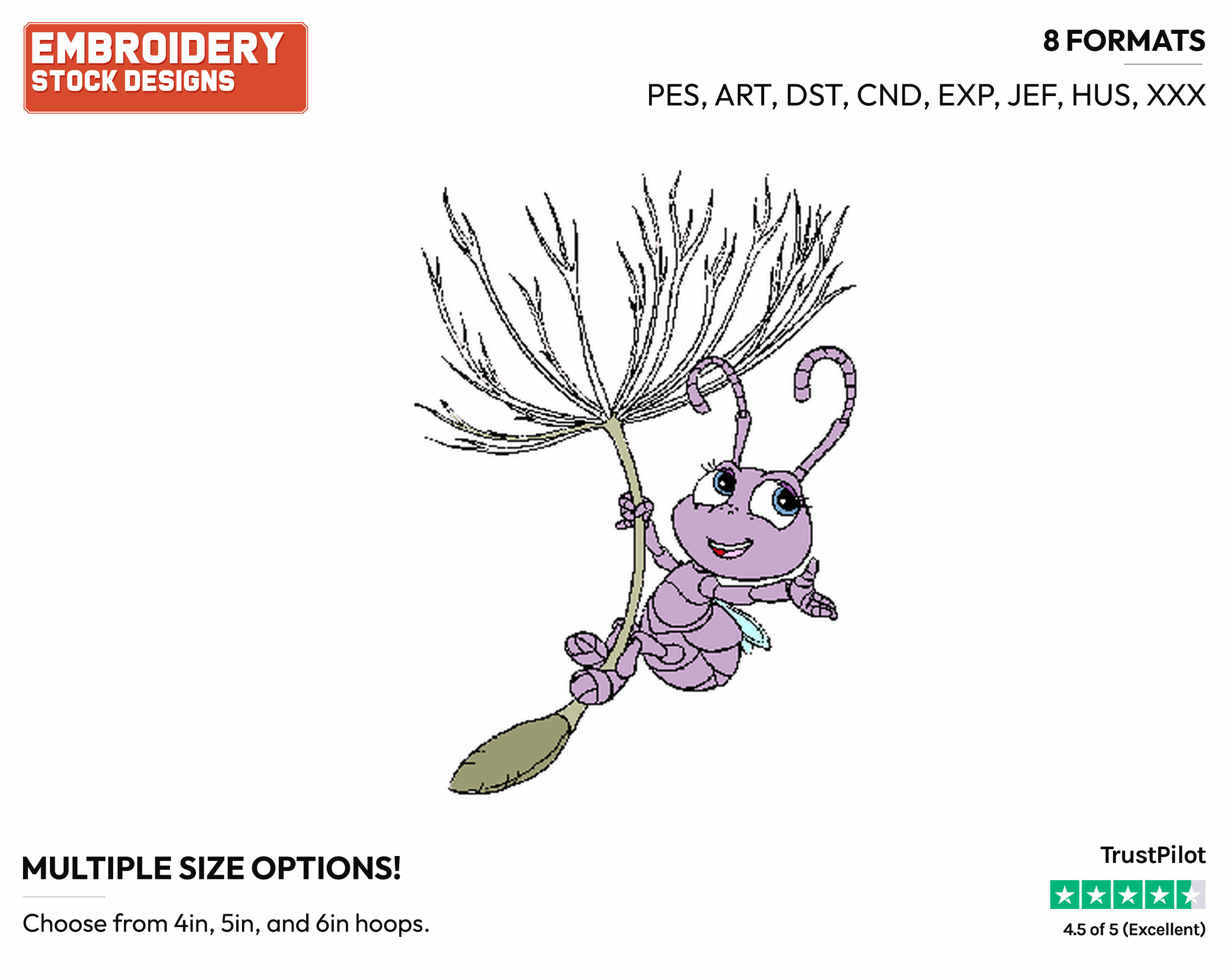 Dot - Disney's A Bug's Life - Embroidery Design in 3 sizes & 8 formats ...