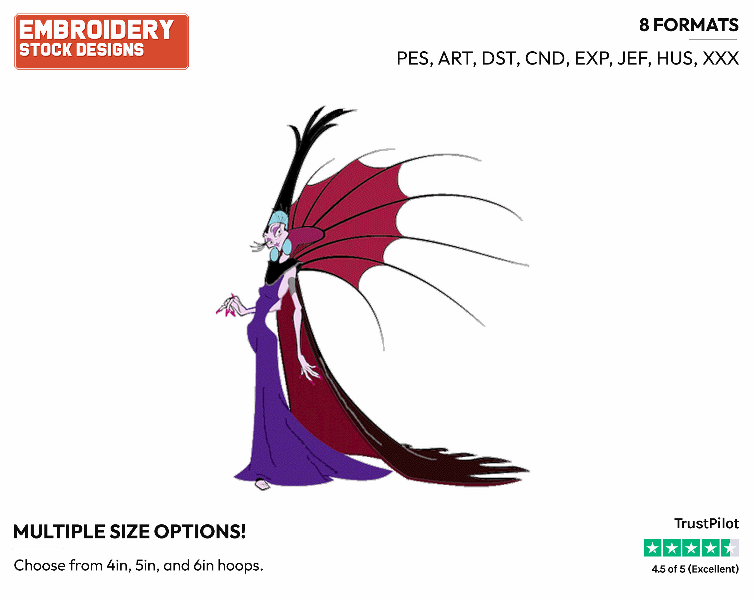 Yzma - Disney's The Emperor's New Groove - Embroidery Design in 3 sizes ...