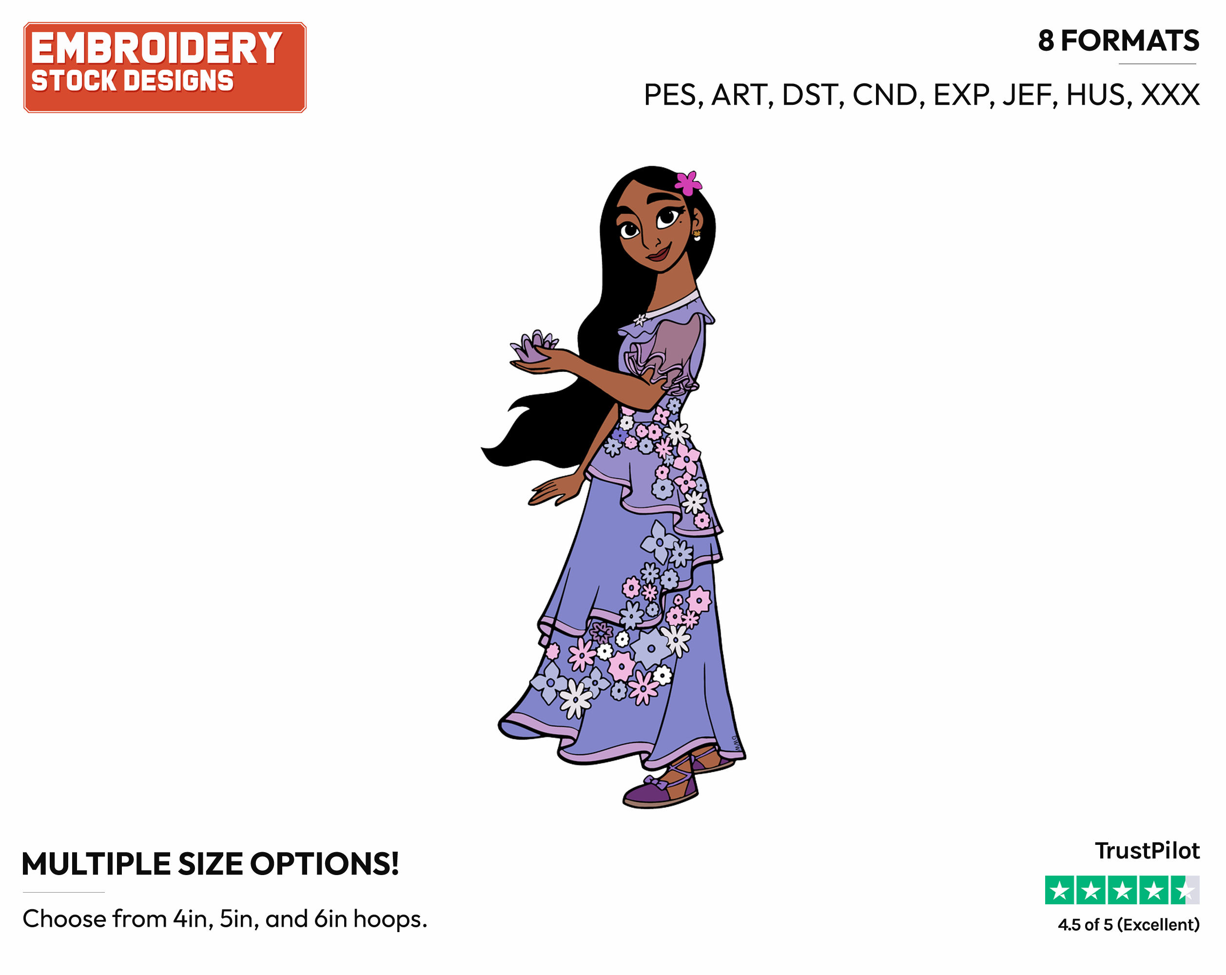 Isabela - Disney's Encanto - Embroidery Design in 3 sizes & 8 formats ...
