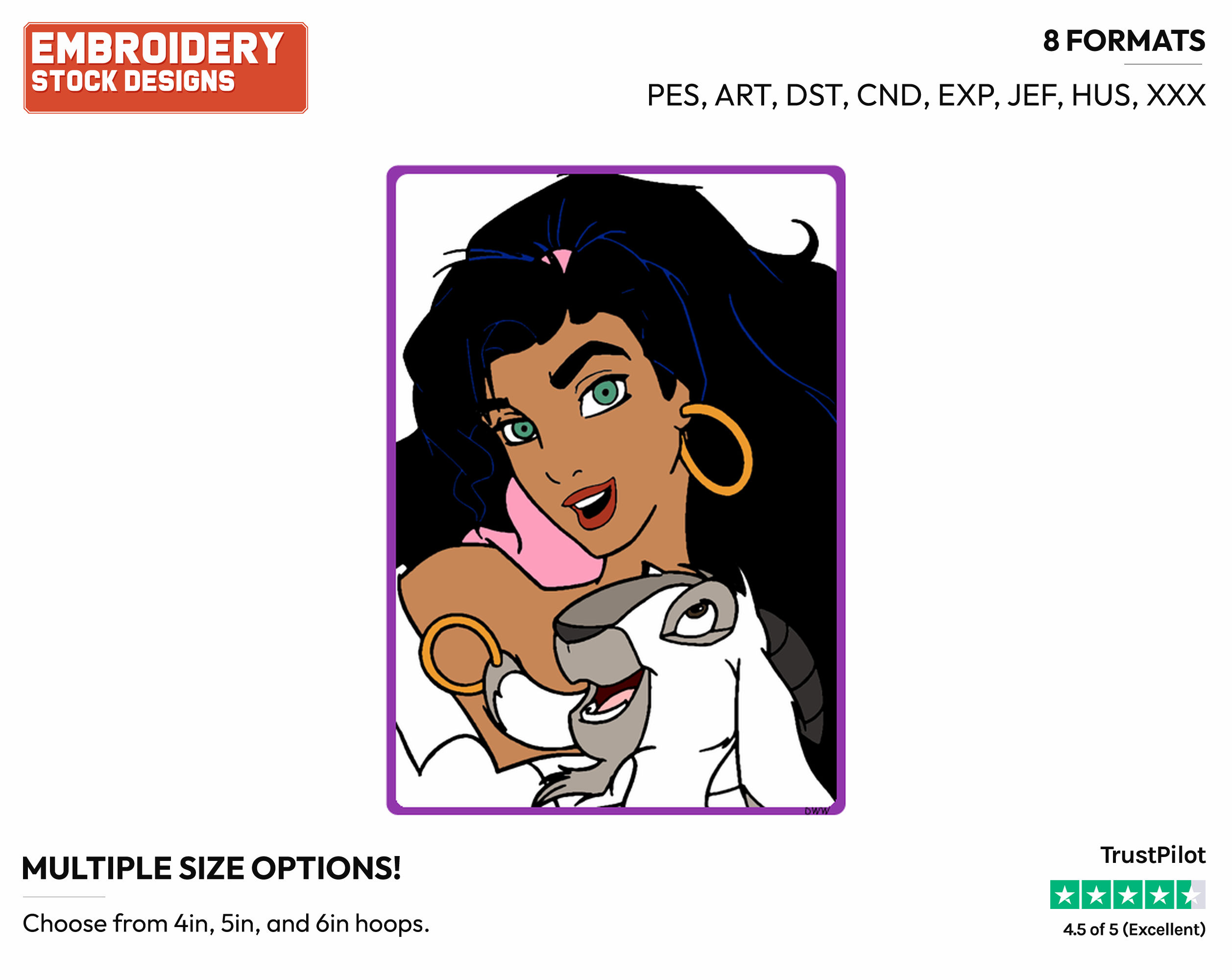 Esmeralda, Djali - Disney's The Hunchback of Notre-Dame - Embroidery ...