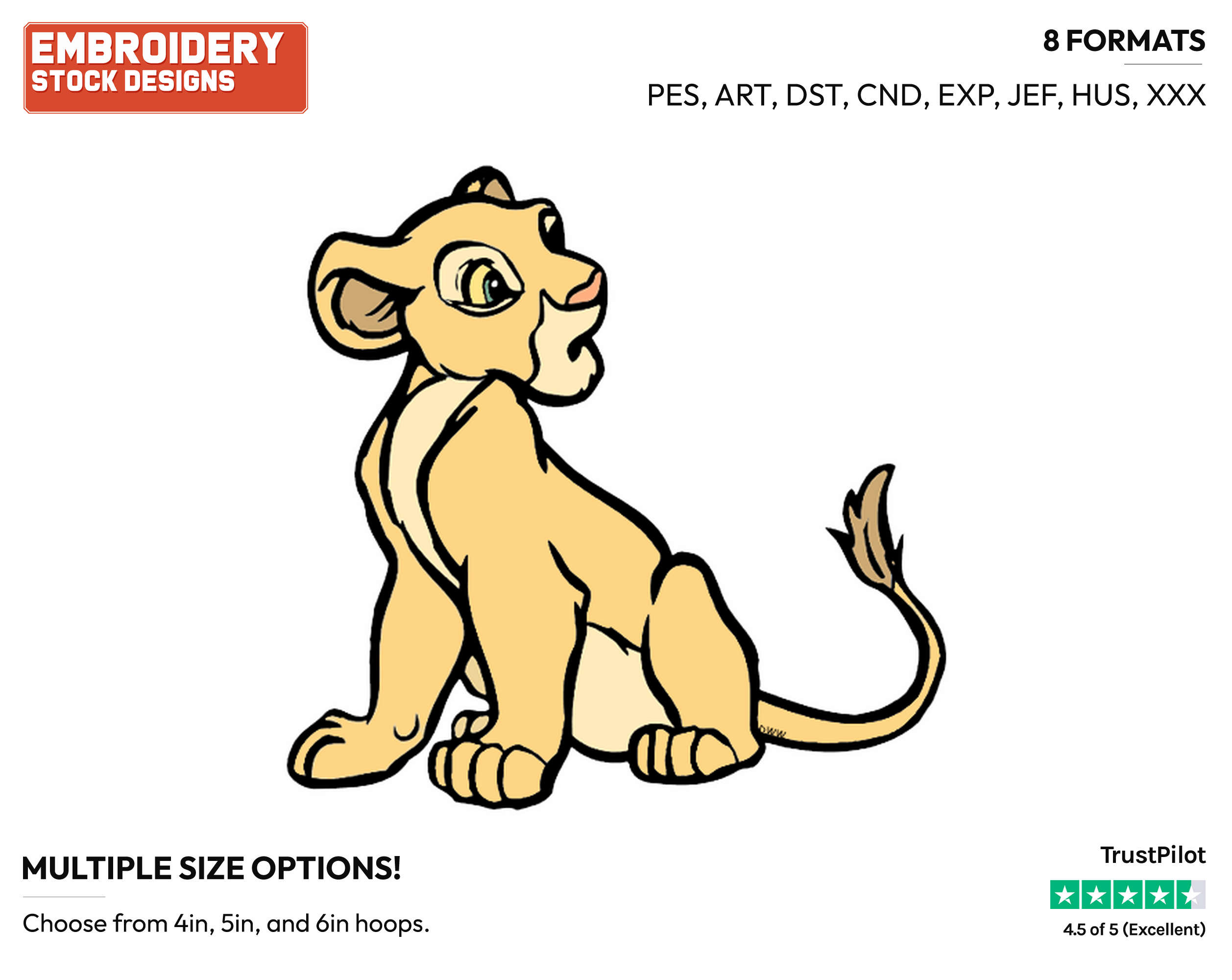 Young Nala - Disney's The Lion King - Embroidery Design in 3 sizes & 8 ...