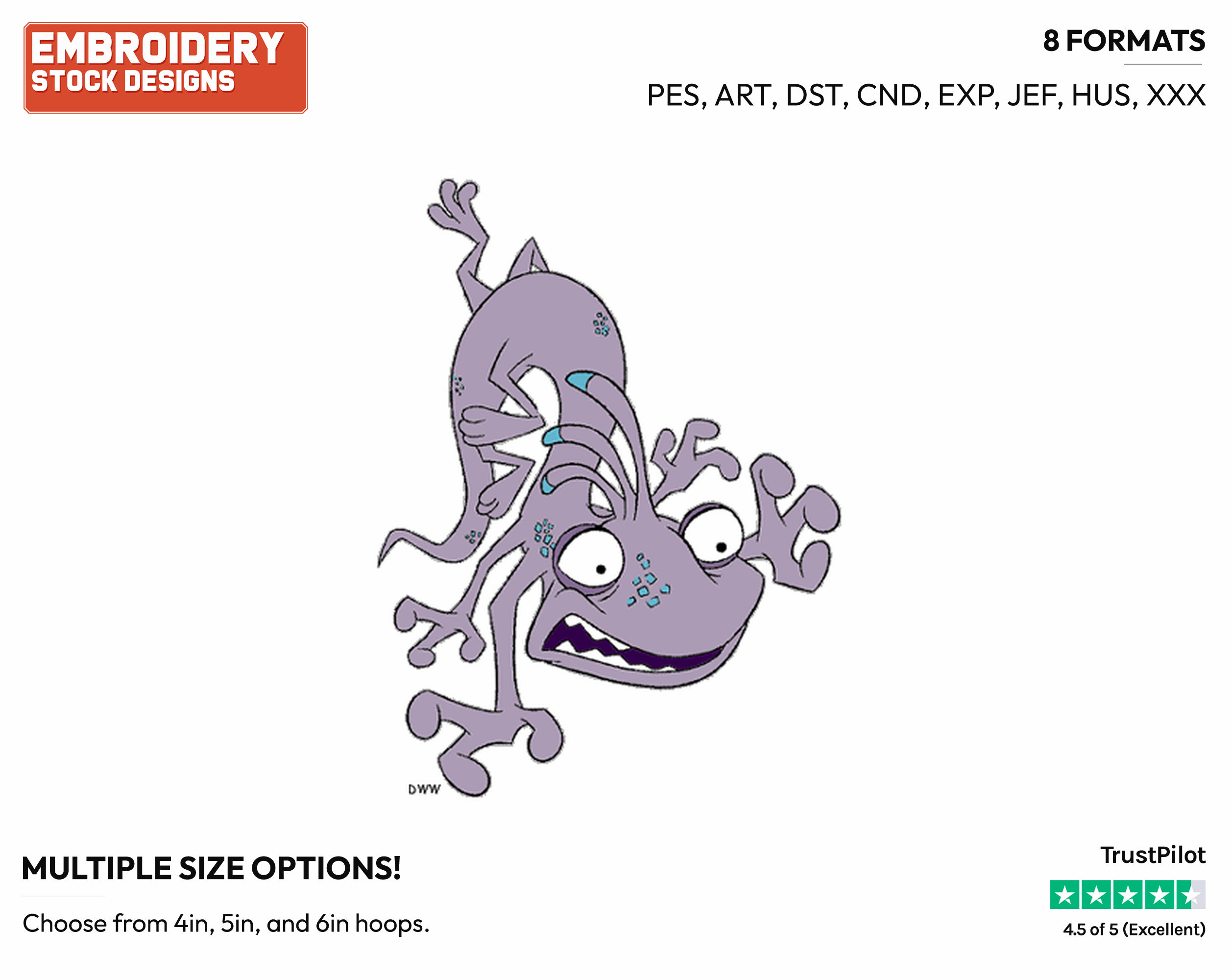 Randall Boggs - Disney's Monsters Inc. - Embroidery Design in 3 sizes ...