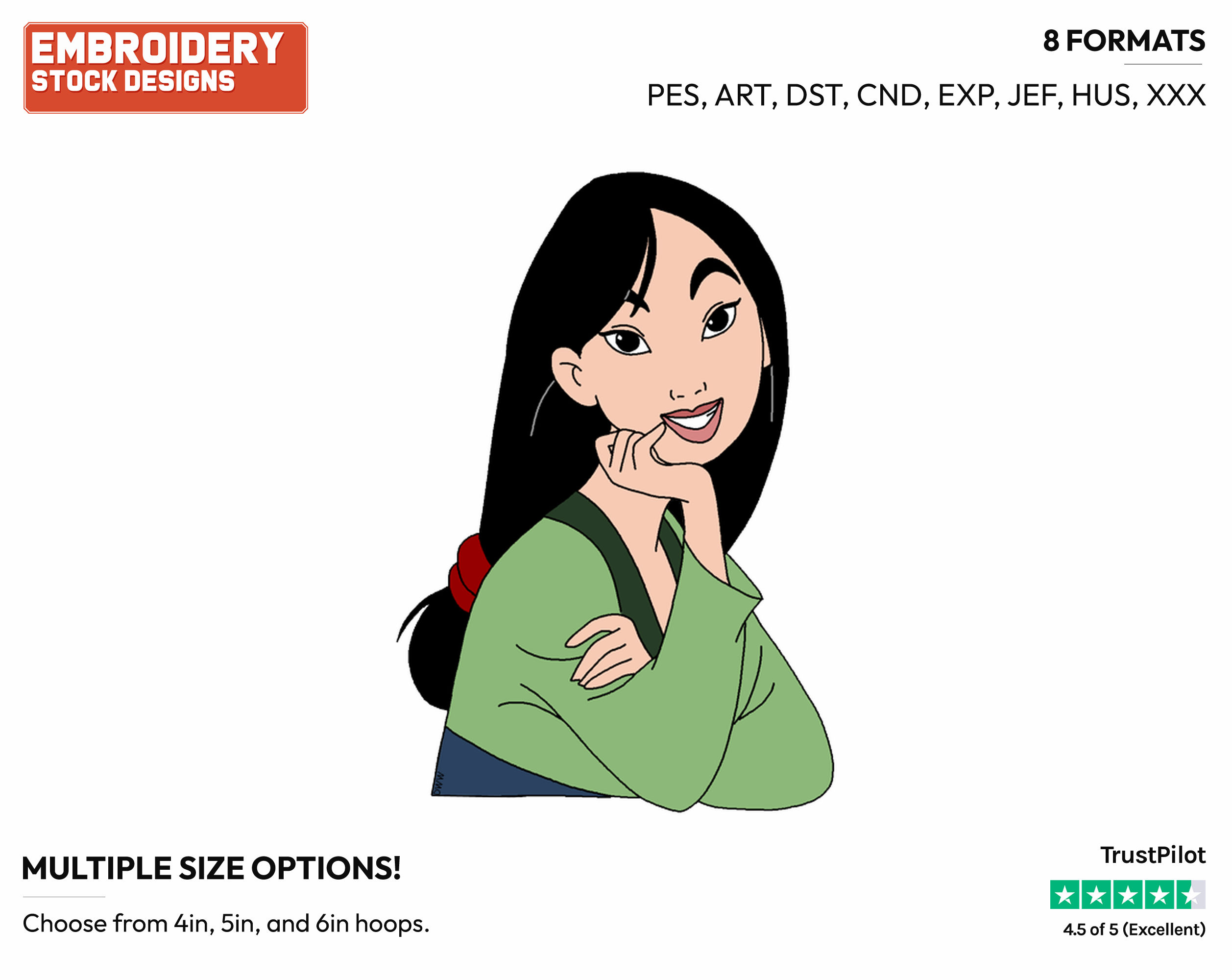 Mulan - Disney's Mulan - Embroidery Design in 3 sizes & 8 formats ...