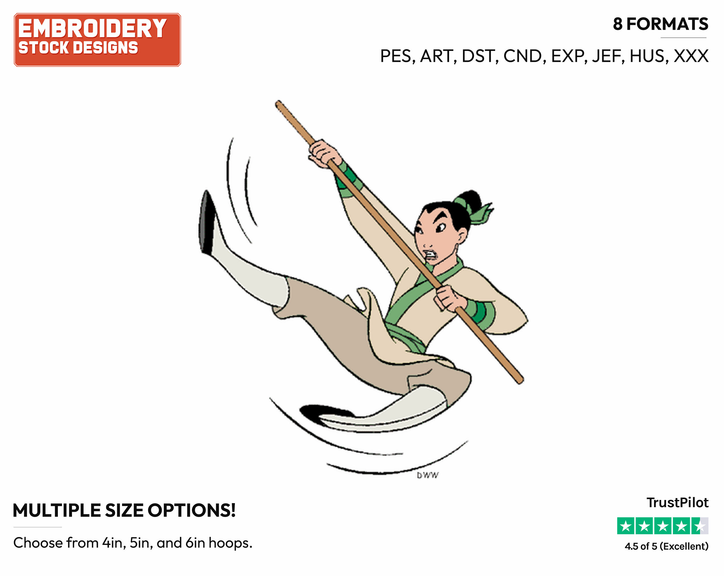 Mulan Training - Disney's Mulan - Embroidery Design in 3 sizes & 8 ...