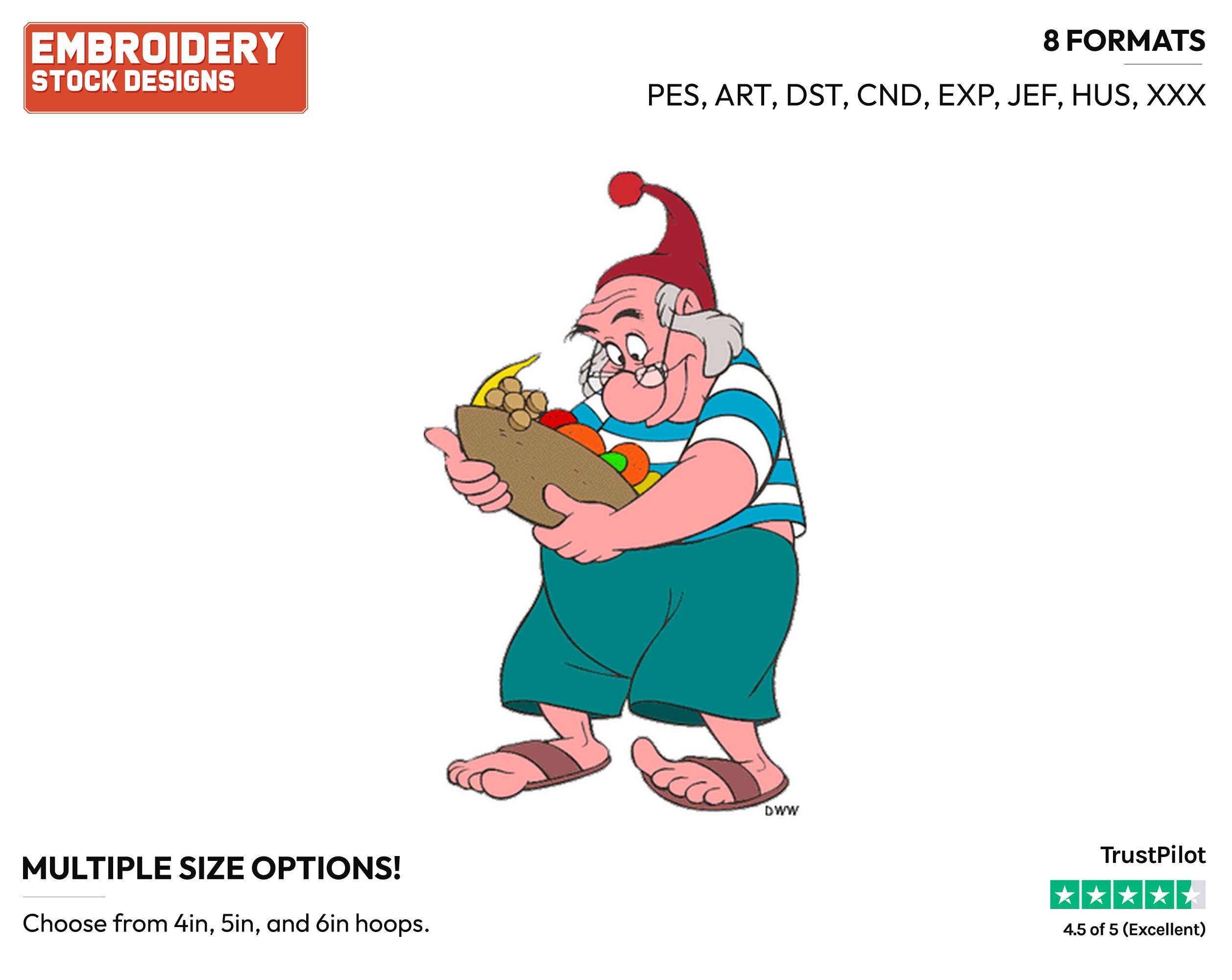 Smee - Disney's Peter Pan & Tinker Bell - Embroidery Design in 3 sizes ...
