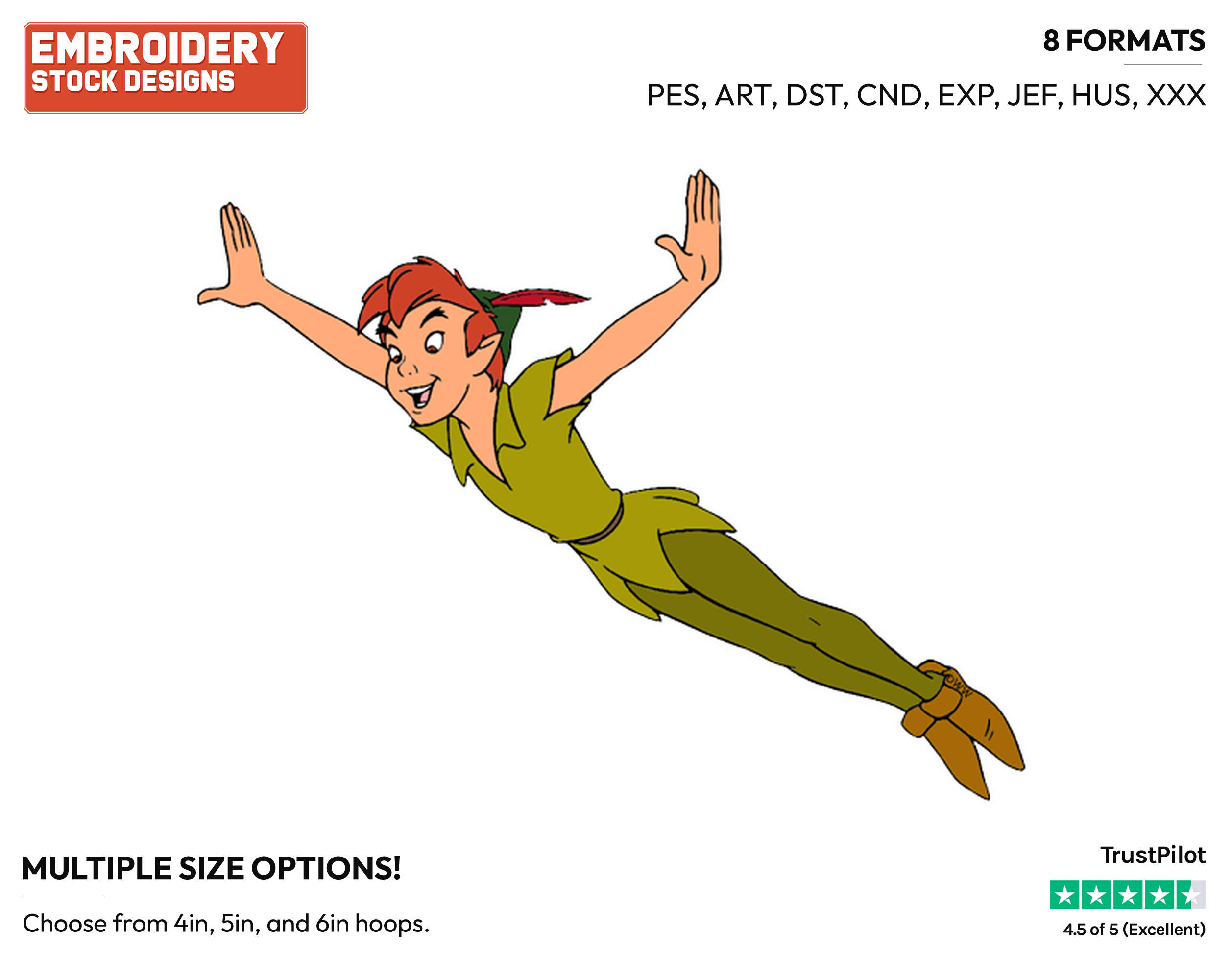 Peter Pan Flying - Disney's Peter Pan & Tinker Bell - Embroidery Design ...