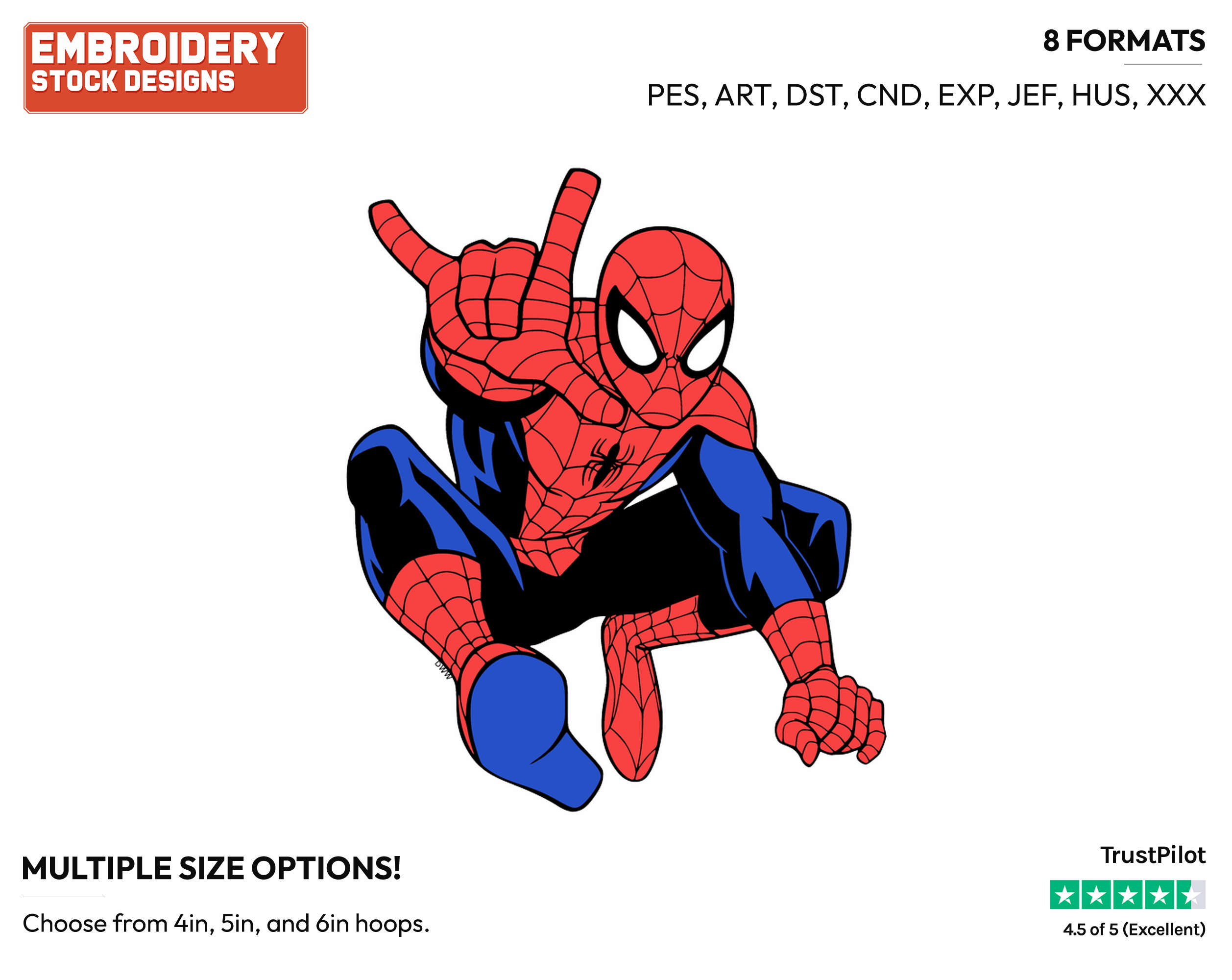 Spiderman - Disney's Spider-Man - Embroidery Design in 3 sizes & 8 ...