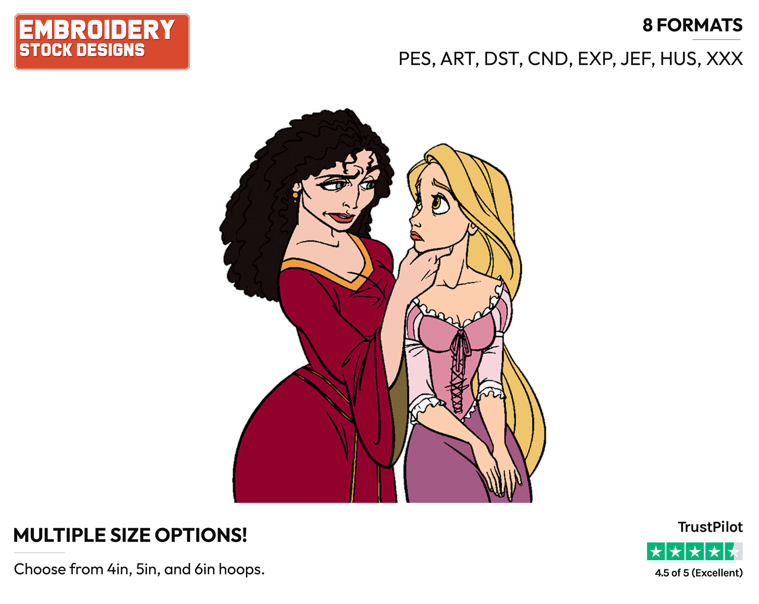Rapunzel, Mother Gothel - Disney's Tangled - Embroidery Design in 3 ...