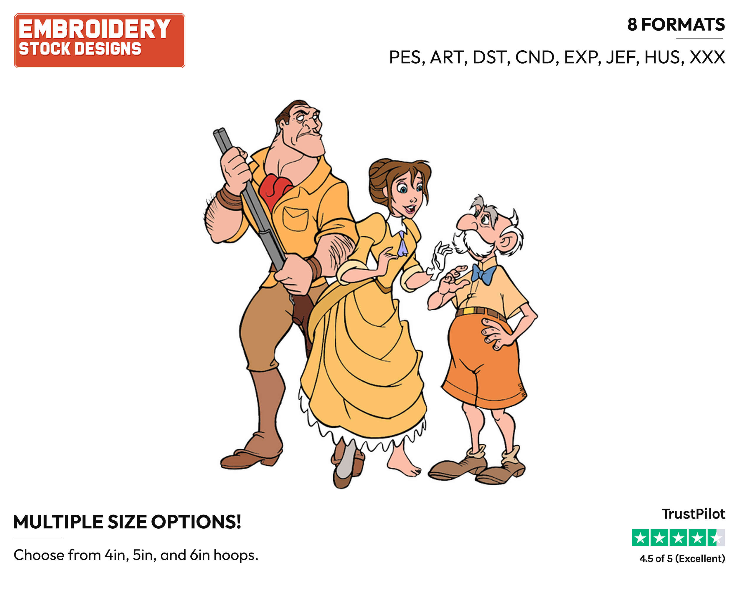 Jane, Clayton, Professor Porter - Disney's Tarzan - Embroidery Design ...
