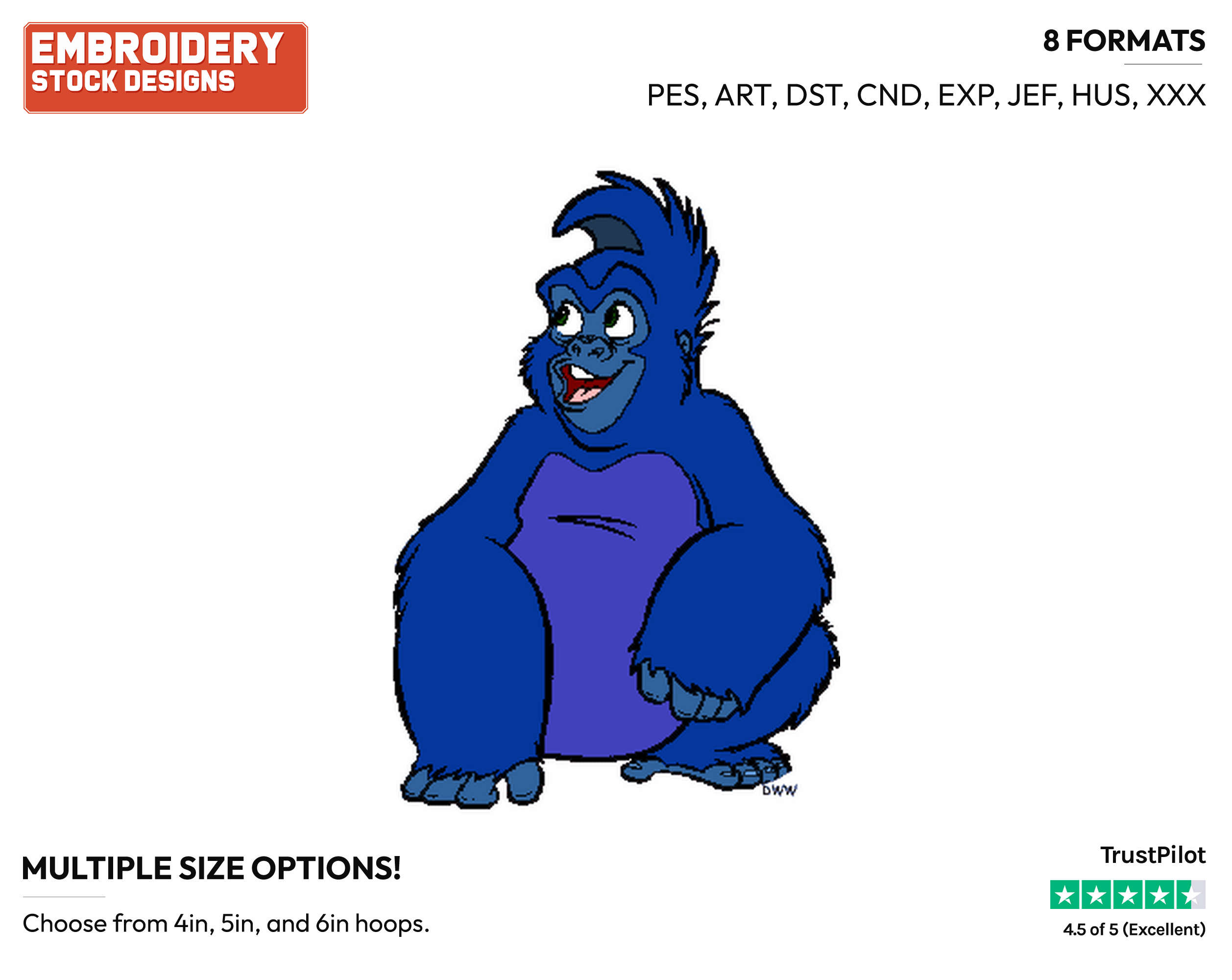 Terk - Disney's Tarzan - Embroidery Design in 3 sizes & 8 formats ...