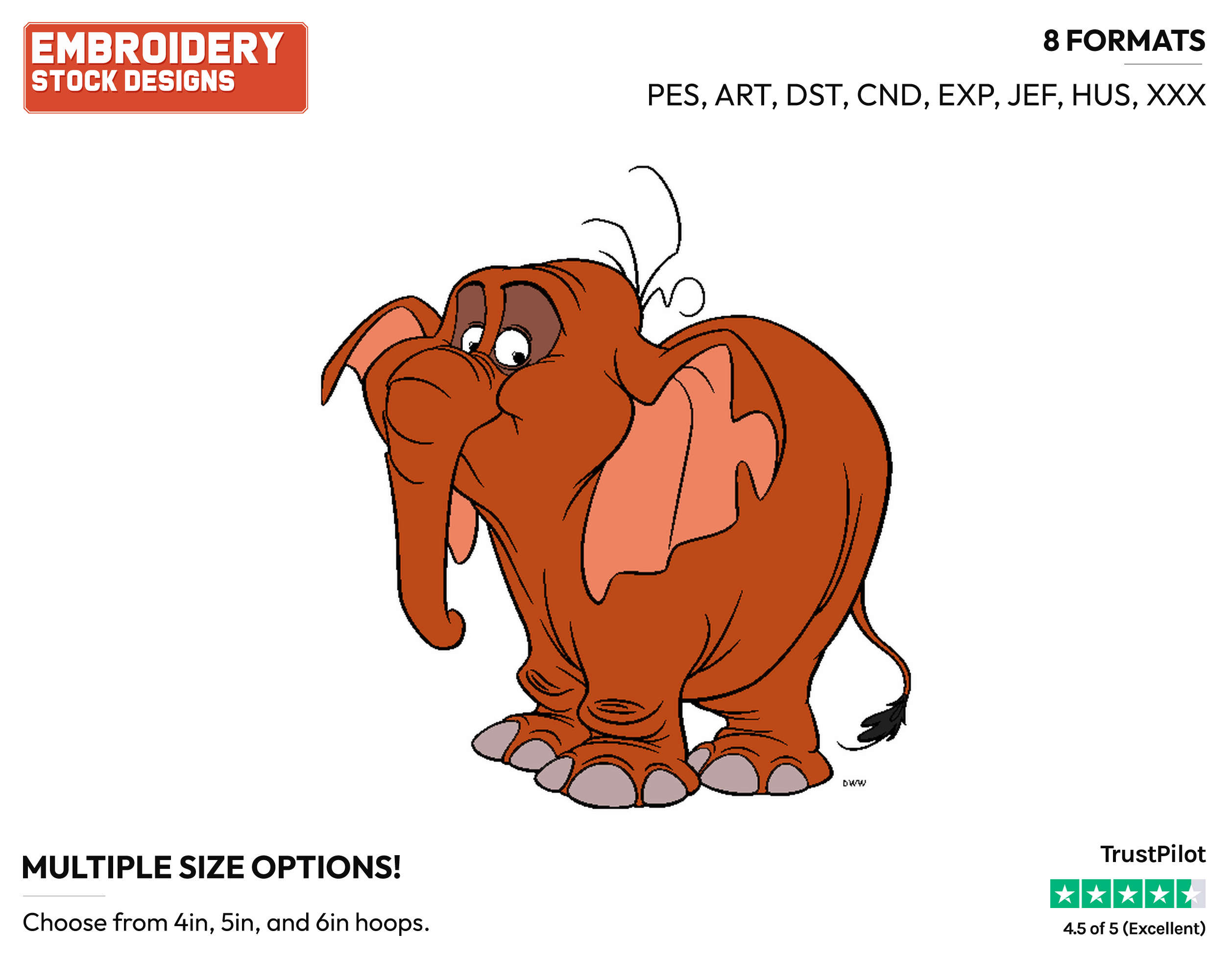 Young Tantor - Disney's Tarzan - Embroidery Design in 3 sizes & 8 ...