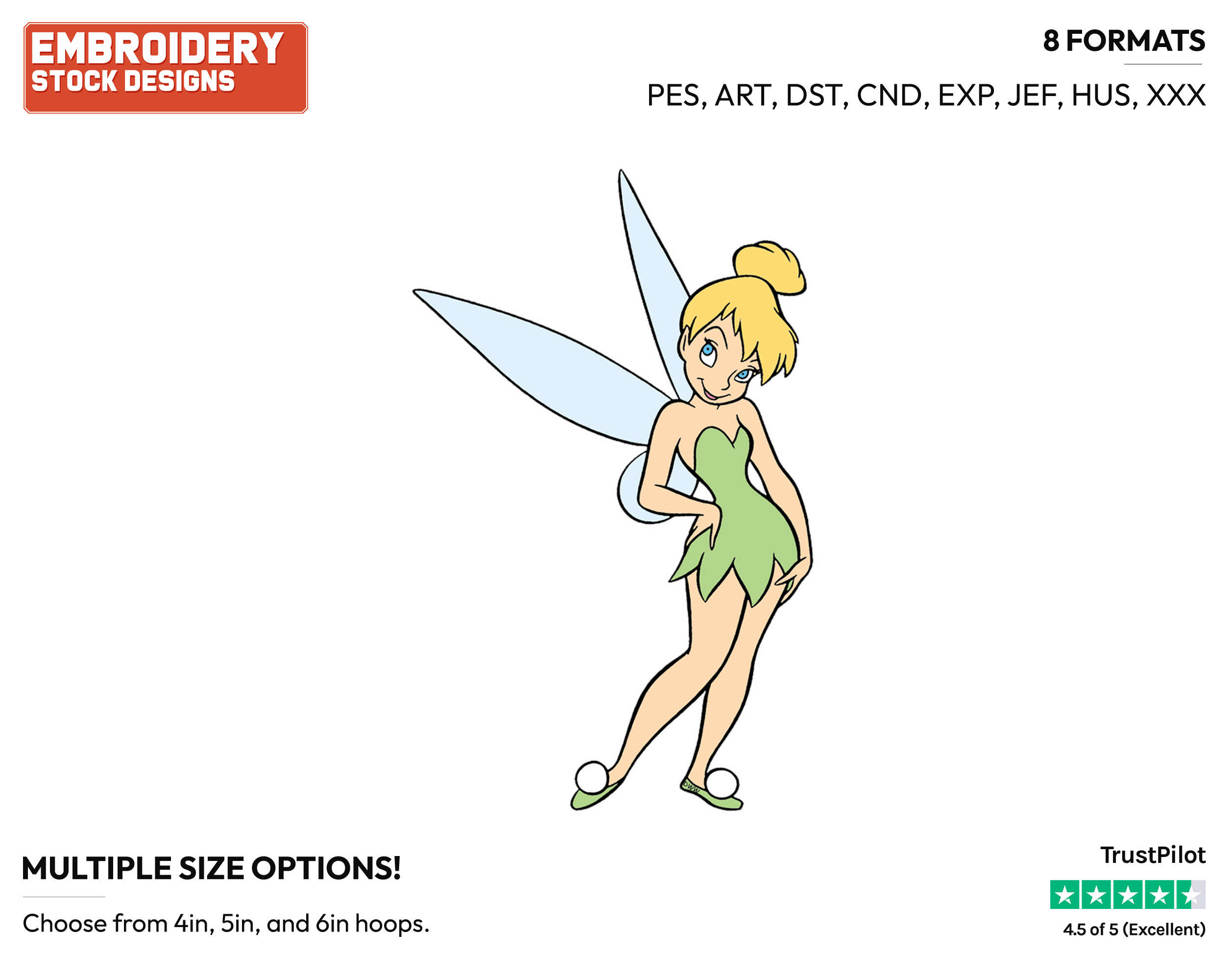 Tinker Bell Posing - Disney's Tinker Bell - Embroidery Design in 3 ...