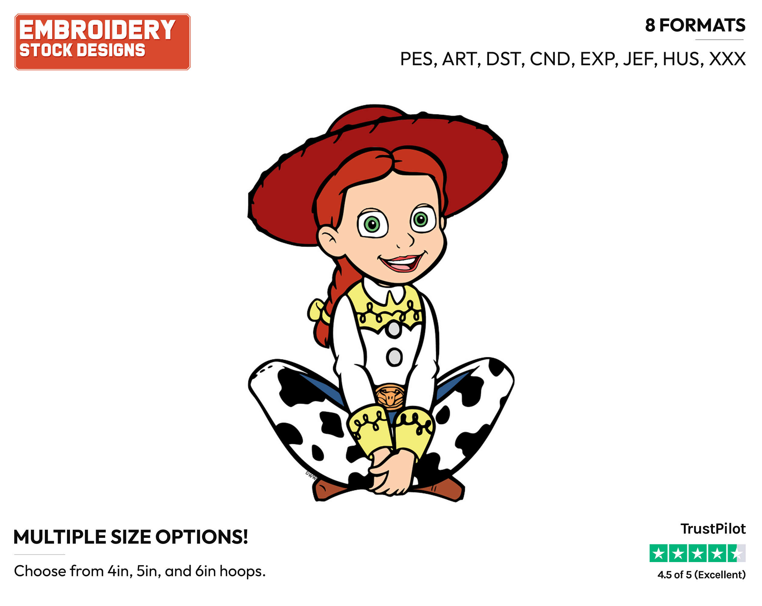 Jessie Sitting Cross-Legged - Disney's Toy Story - Embroidery Design in ...