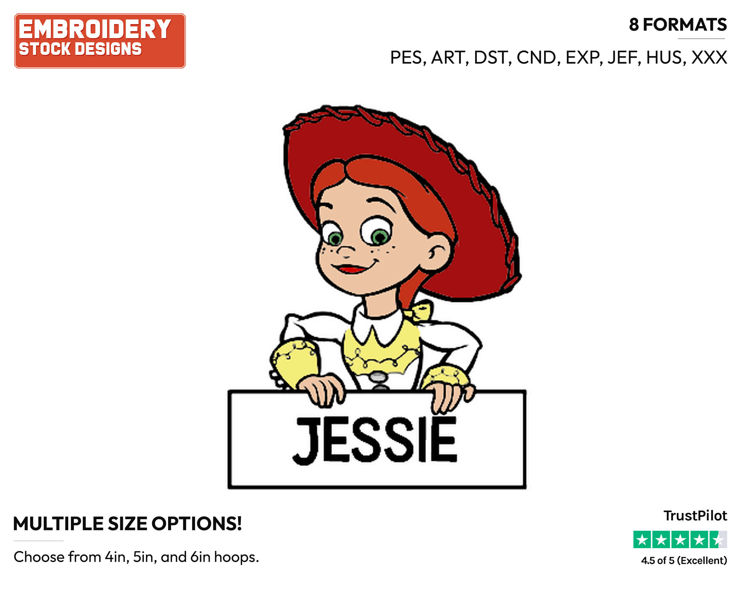 Jessie - Disney's Toy Story - Embroidery Design in 3 sizes & 8 formats ...