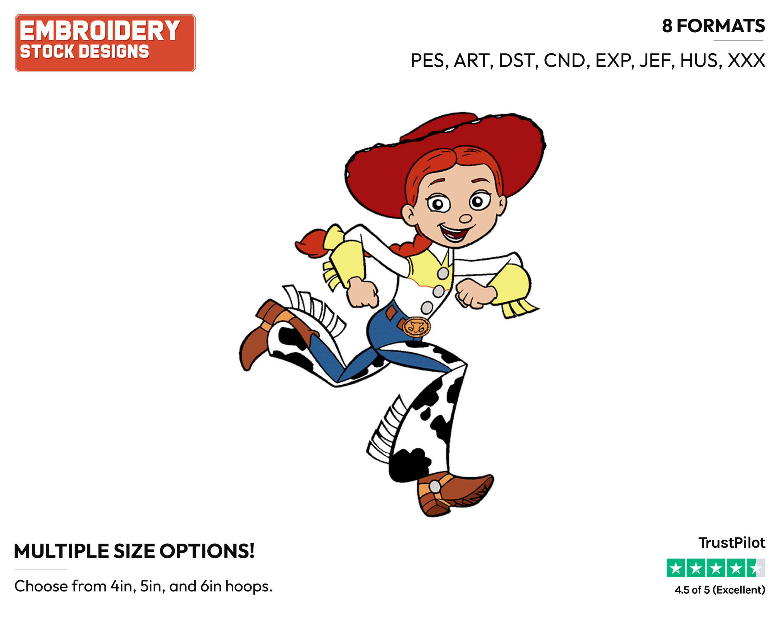 Jessie - Disney's Toy Story - Embroidery Design in 3 sizes & 8 formats ...