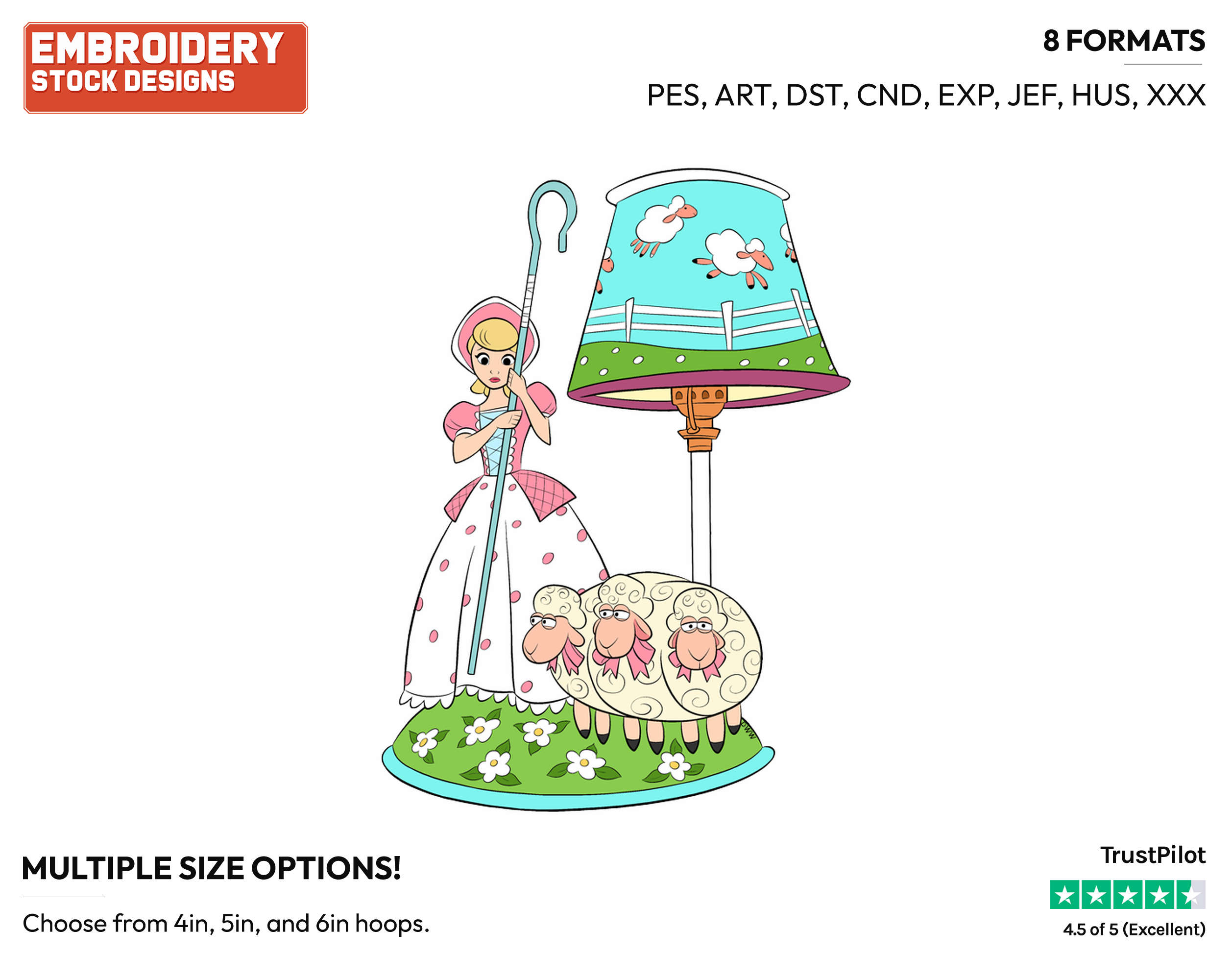 Bo Peep With Her Sheep And Lamp - Disney's Toy Story - Embroidery ...