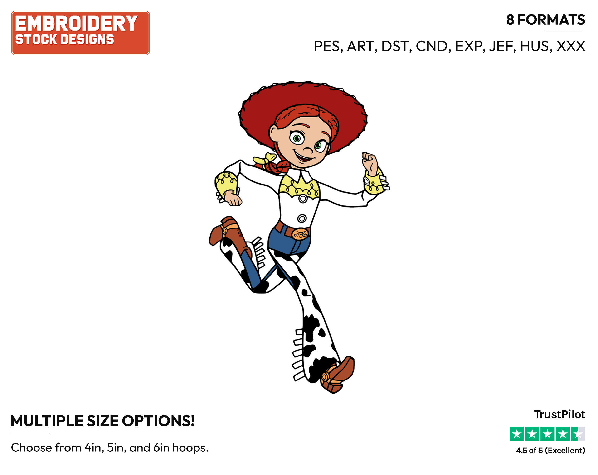 Jessie Running - Disney's Toy Story - Embroidery Design in 3 sizes & 8 ...