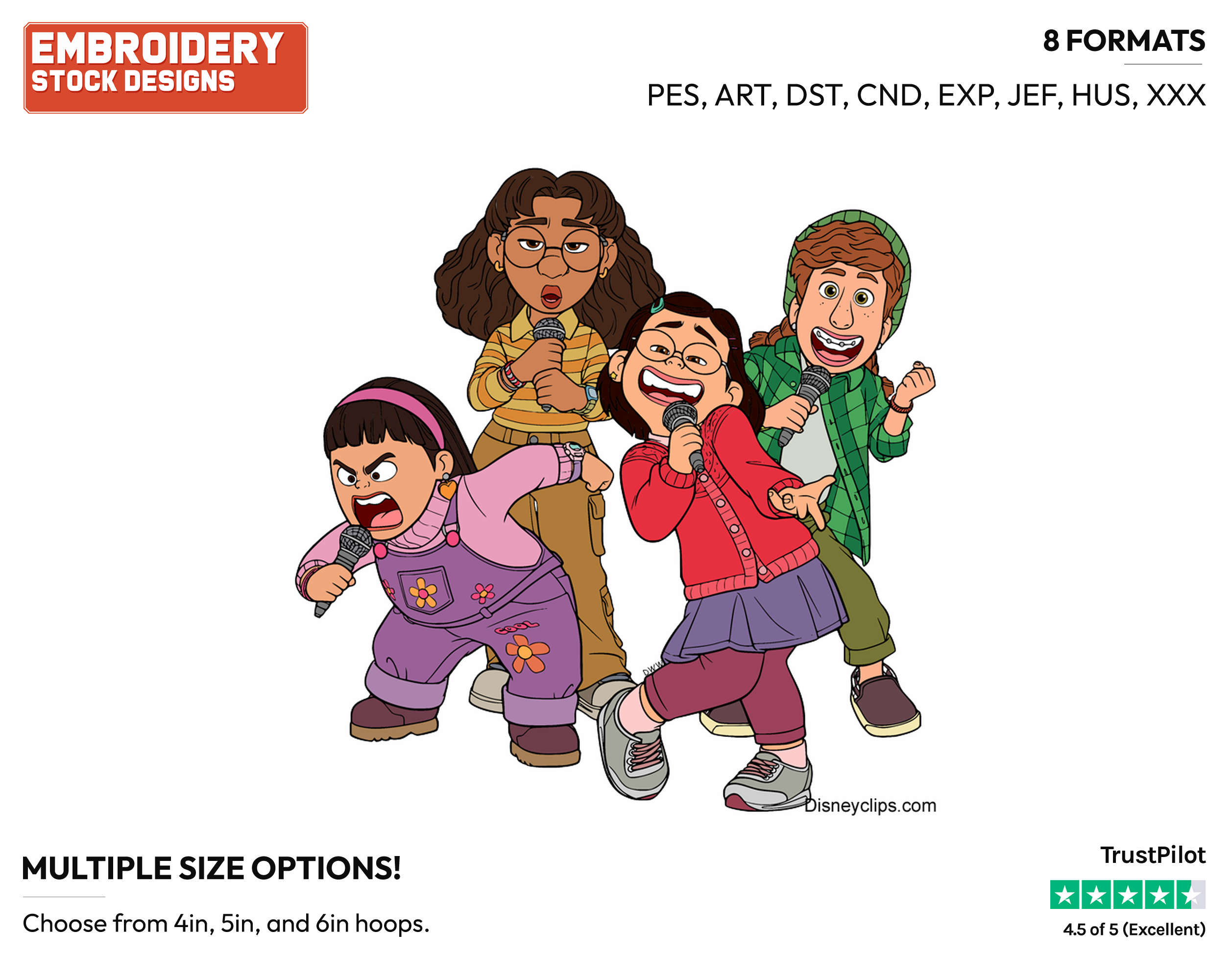 Mei, Priya, Abby And Miriam Singing - Disney's Turning Red - Embroidery ...