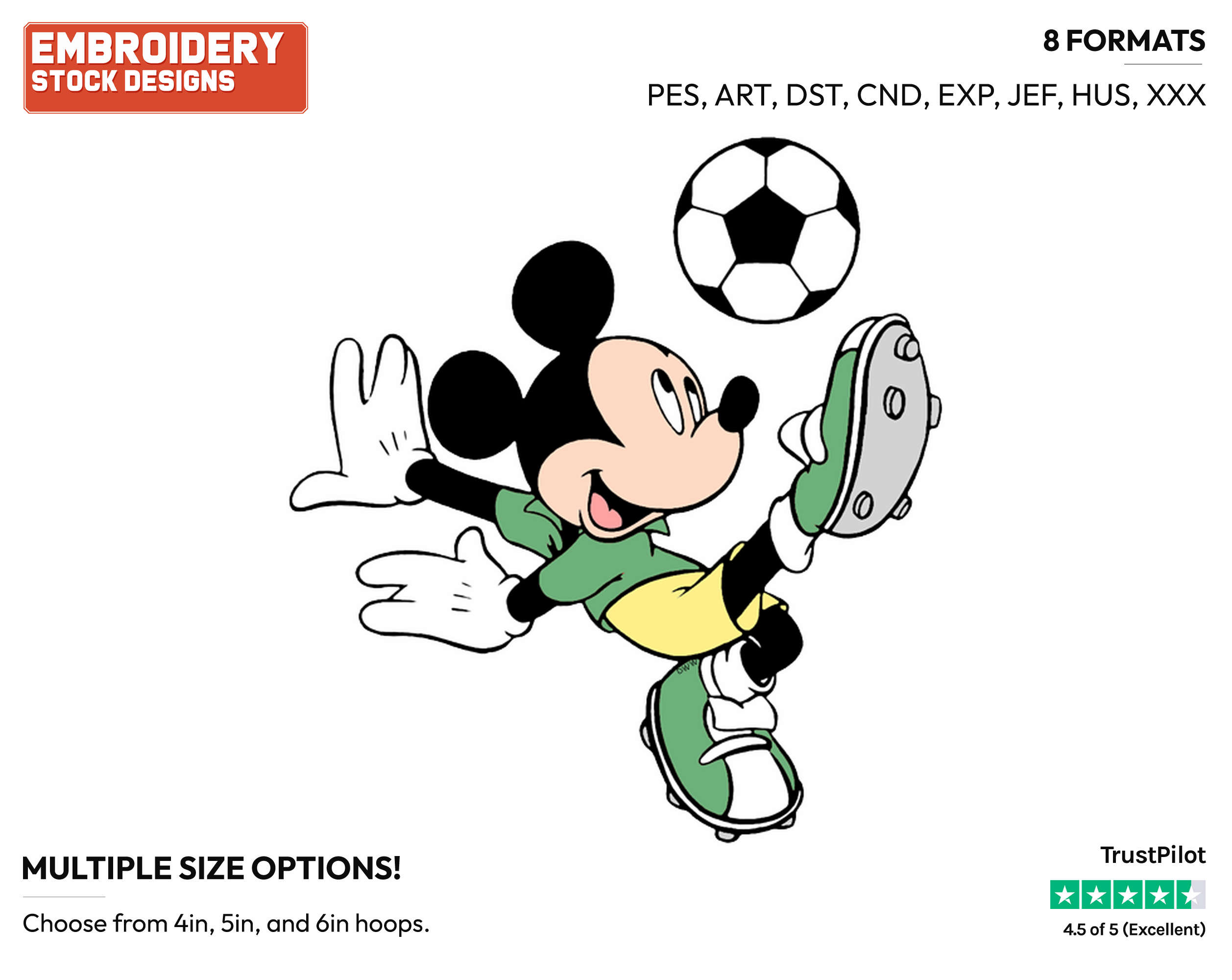 Mickey Mouse - Soccer - Olympic Games - Disney Embroidery Design in 3 ...