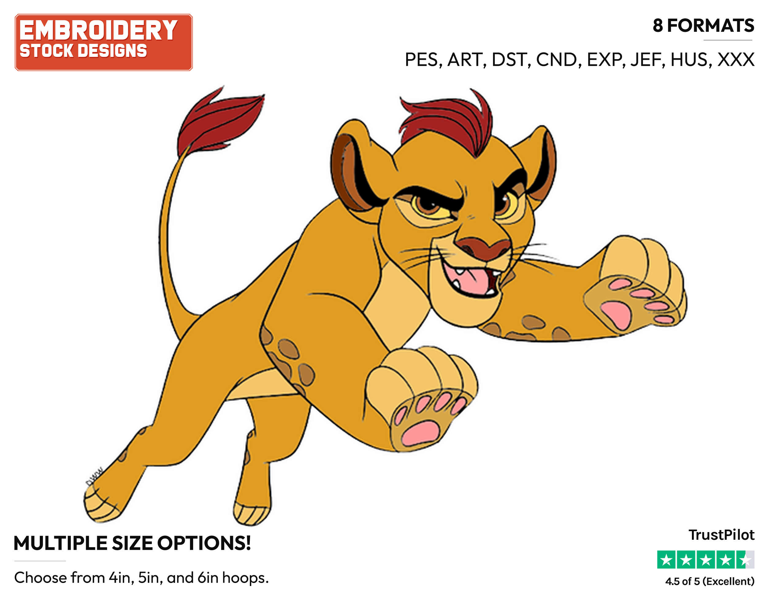 Kion - The Lion Guard - TV Shows - Disney Embroidery Design in 3 sizes ...