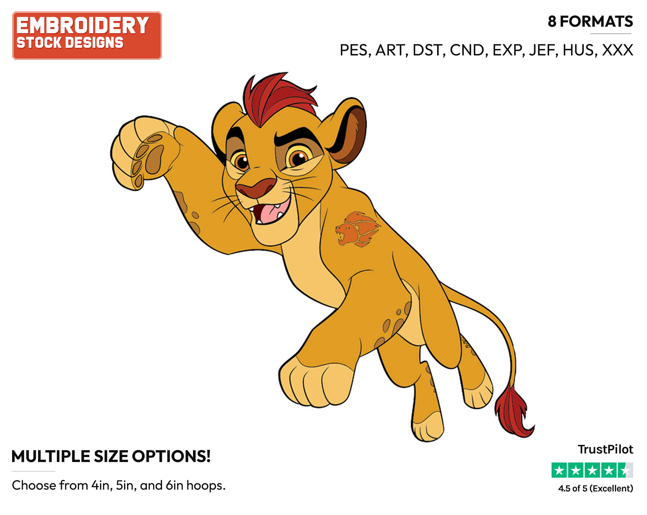Kion - The Lion Guard - TV Shows - Disney Embroidery Design in 3 sizes ...