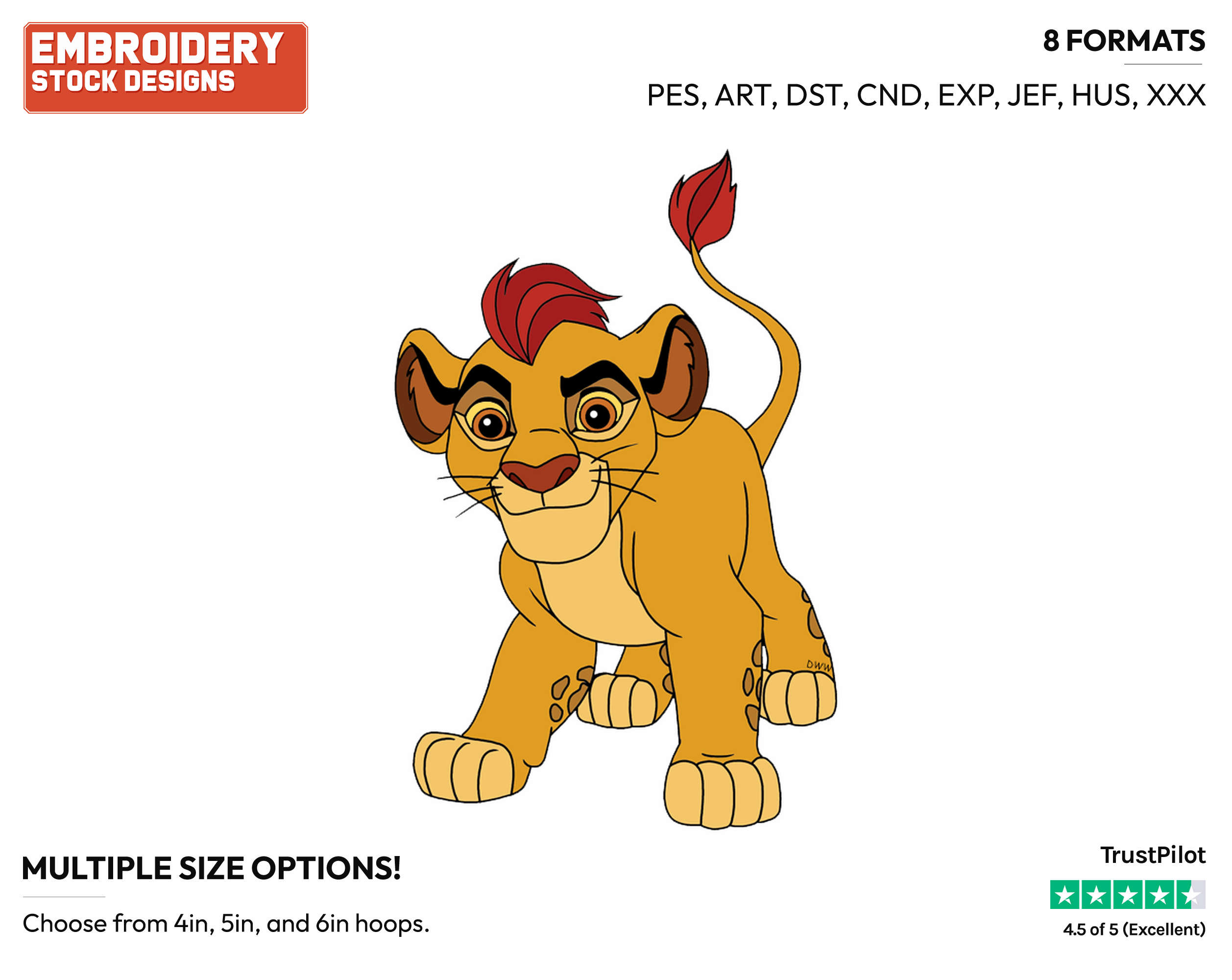 Kion - The Lion Guard - TV Shows - Disney Embroidery Design in 3 sizes ...