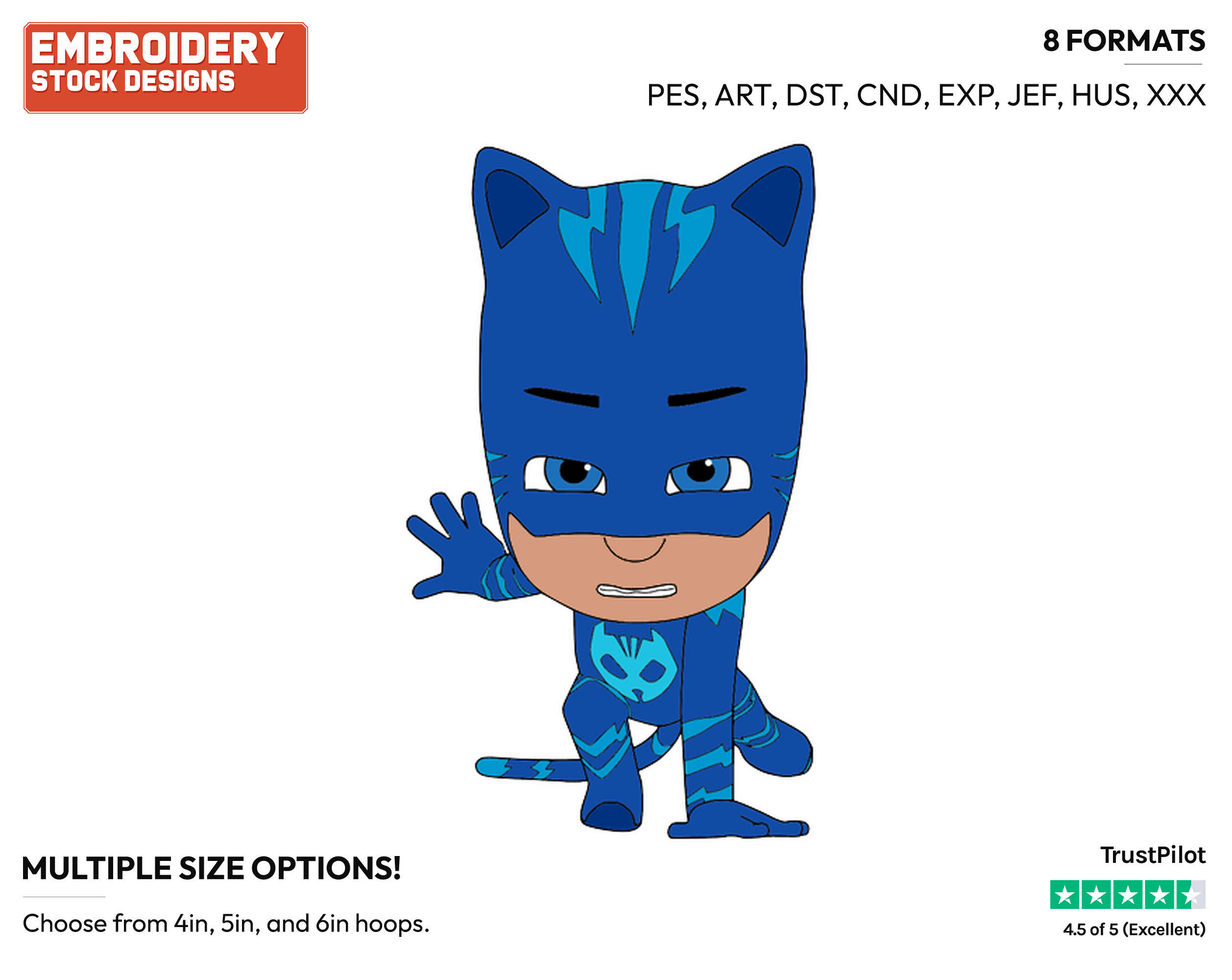 Catboy - PJ Masks - TV Shows - Disney Embroidery Design in 3 sizes & 8 ...