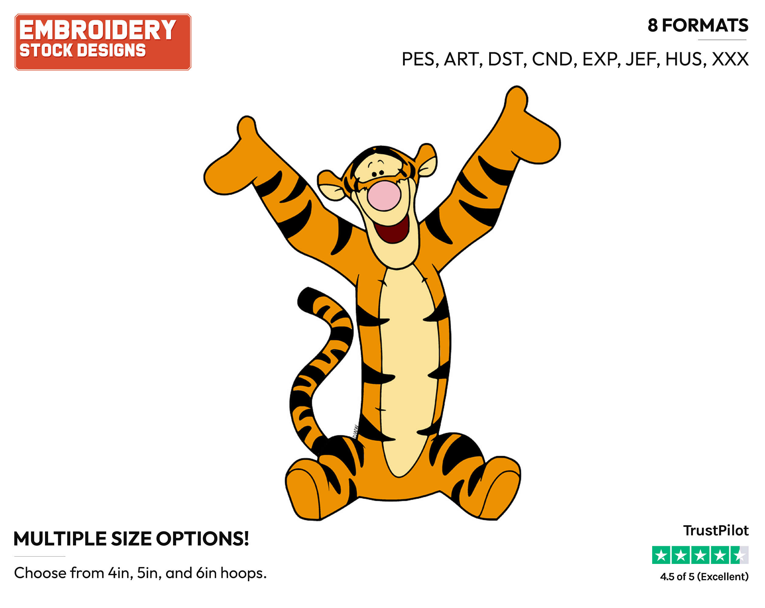Cheering - Tigger - Winnie the Pooh - Disney Embroidery Design in 3 ...
