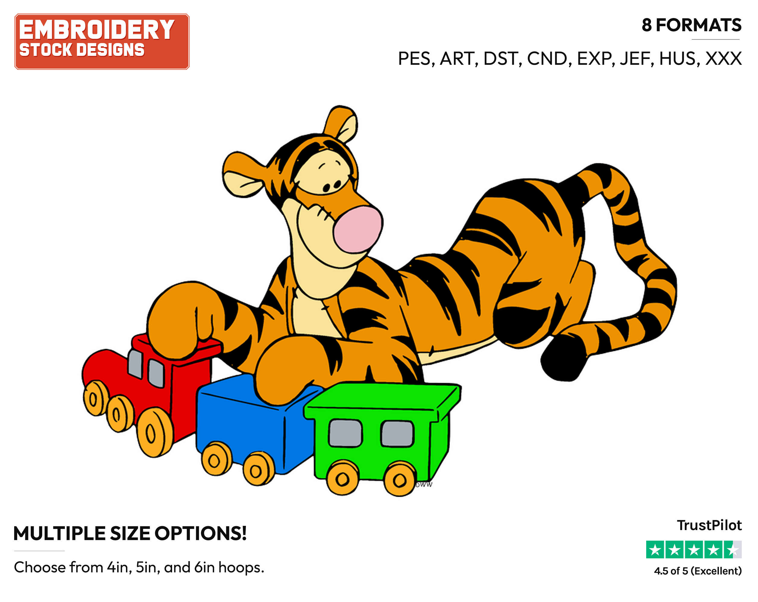 Playing With A Toy Train - Tigger - Winnie the Pooh - Disney Embroidery ...